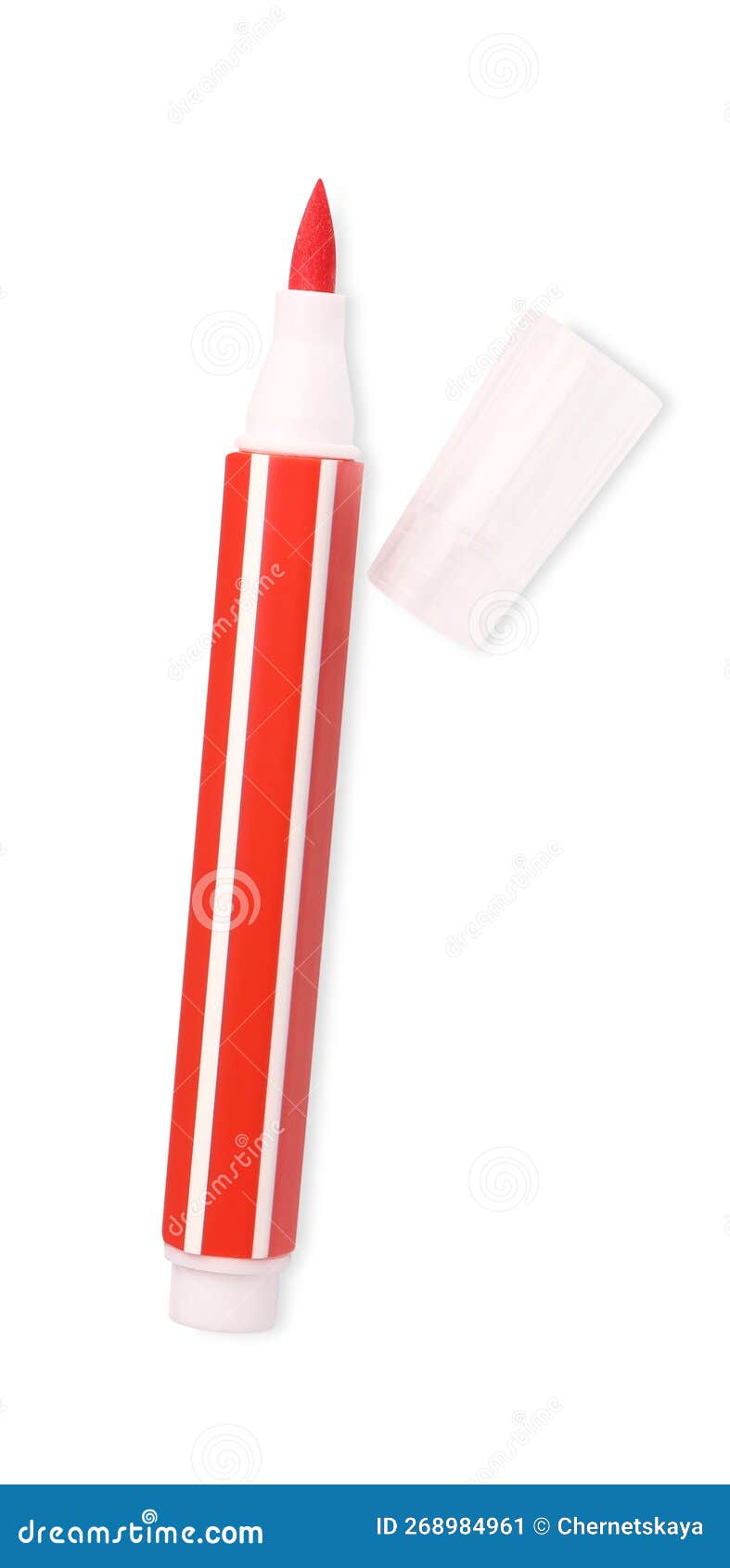 One Red Marker Isolated on White, Top View Stock Image - Image of ...