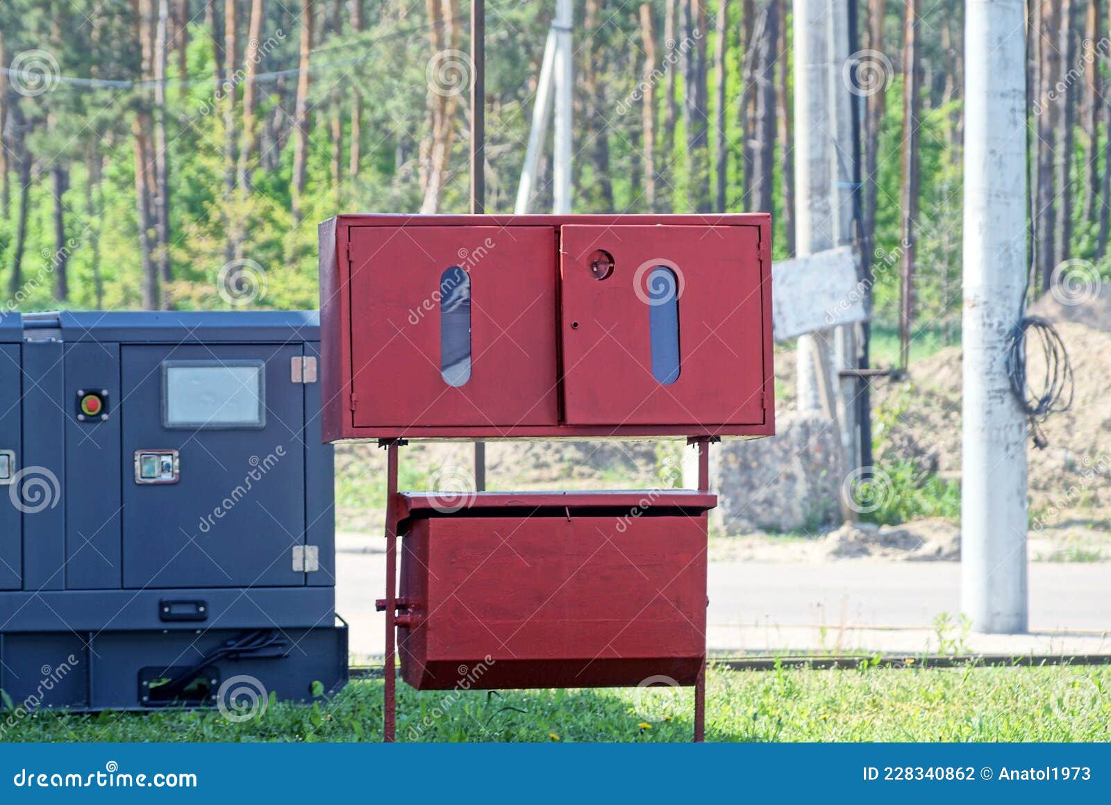 Metal Fire Box Stands on the Street Stock Photo - Image of architecture ...