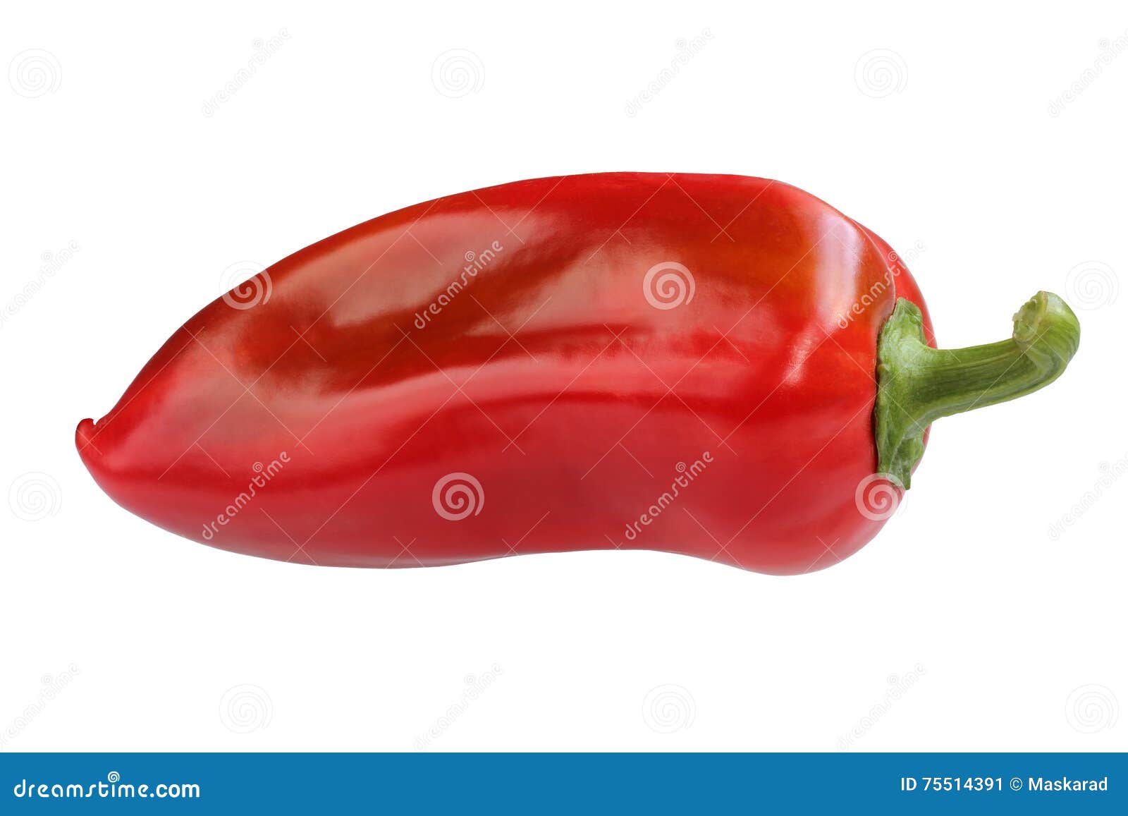 One Red Pepper, Isolated on a White Background. Stock Image - Image of ...