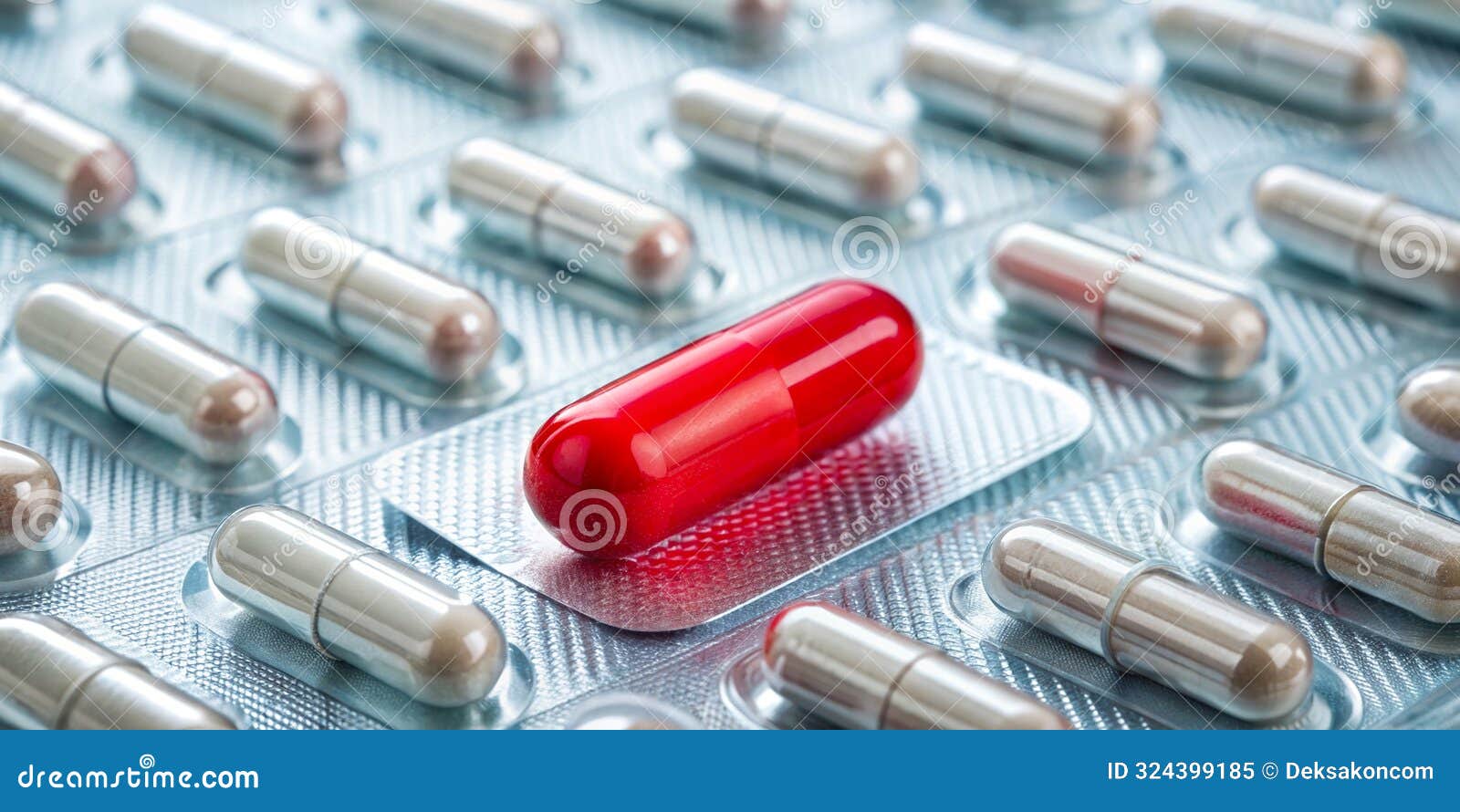 One Red Pill among Empty Packets of Medicines AI Generative Stock ...