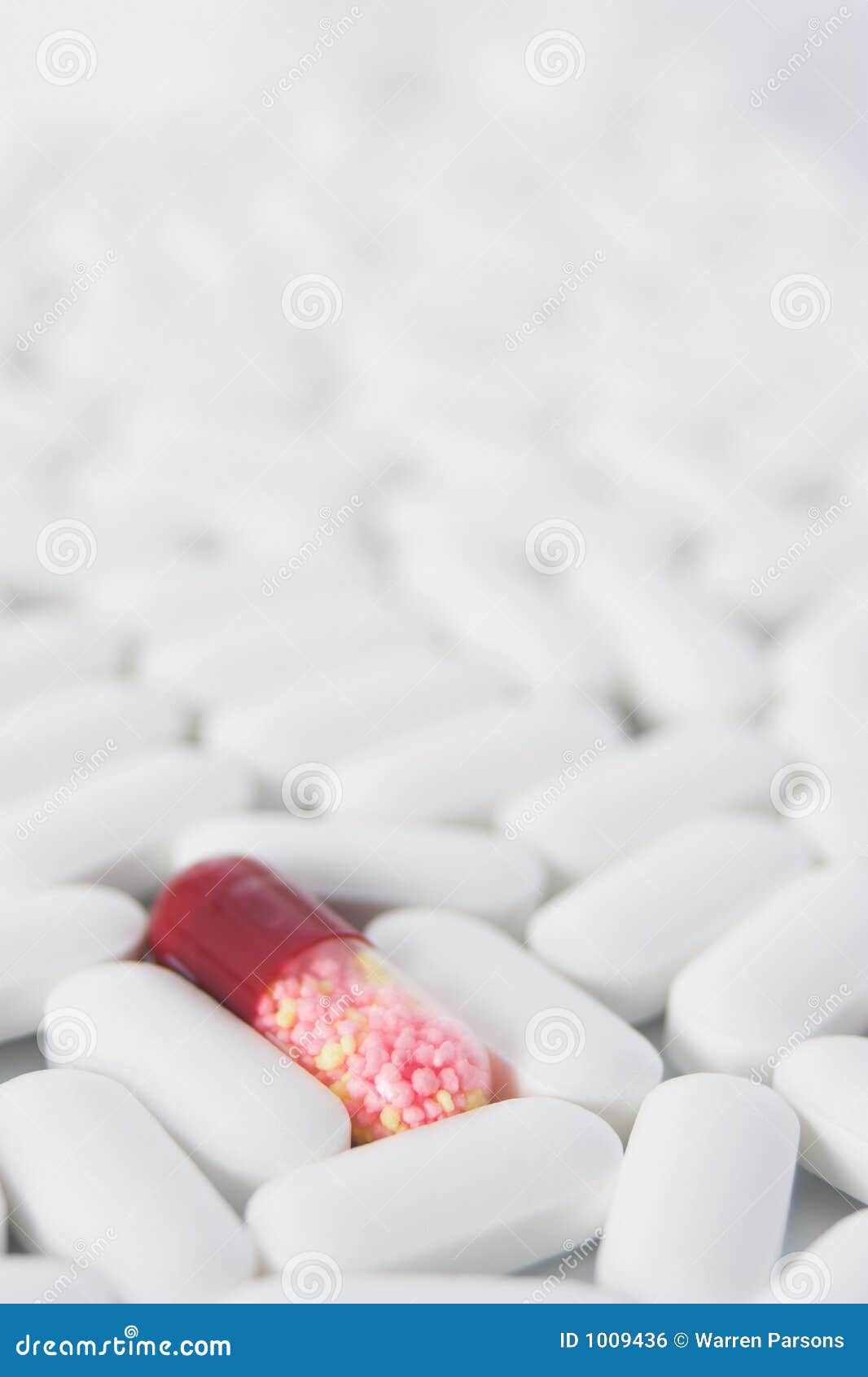 One Red Pill in Many White Pills Stock Photo - Image of pills, medicine ...