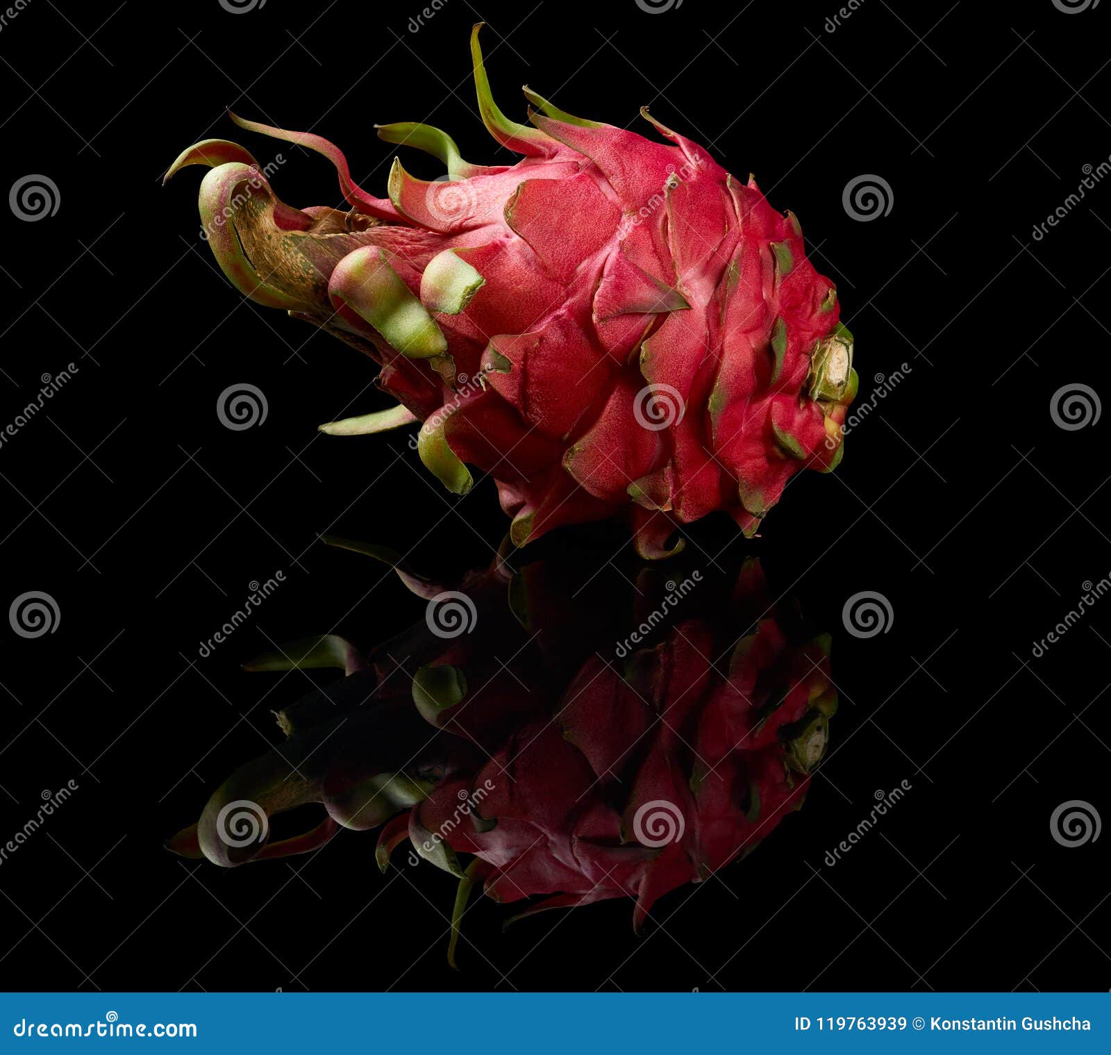 Red pitaya on black stock image. Image of agriculture - 119763939