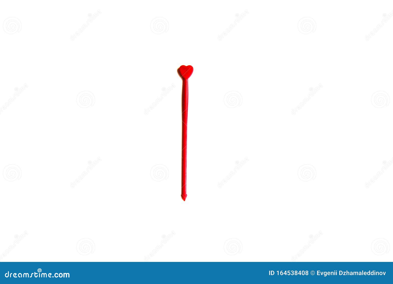 One Red Plastic Stick with a Heart for Canapes on a White Isolated ...