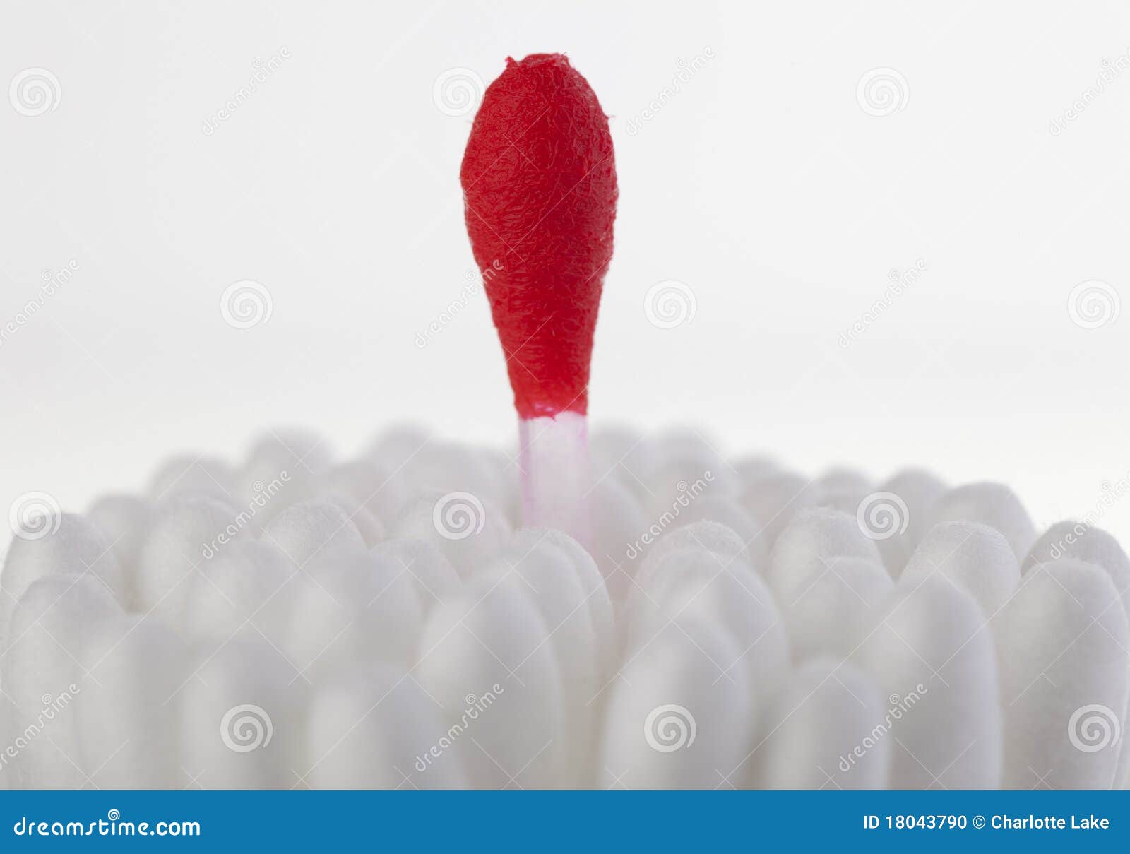 One Red Q-tip stock photo. Image of cotton, closeup, fiber - 18043790