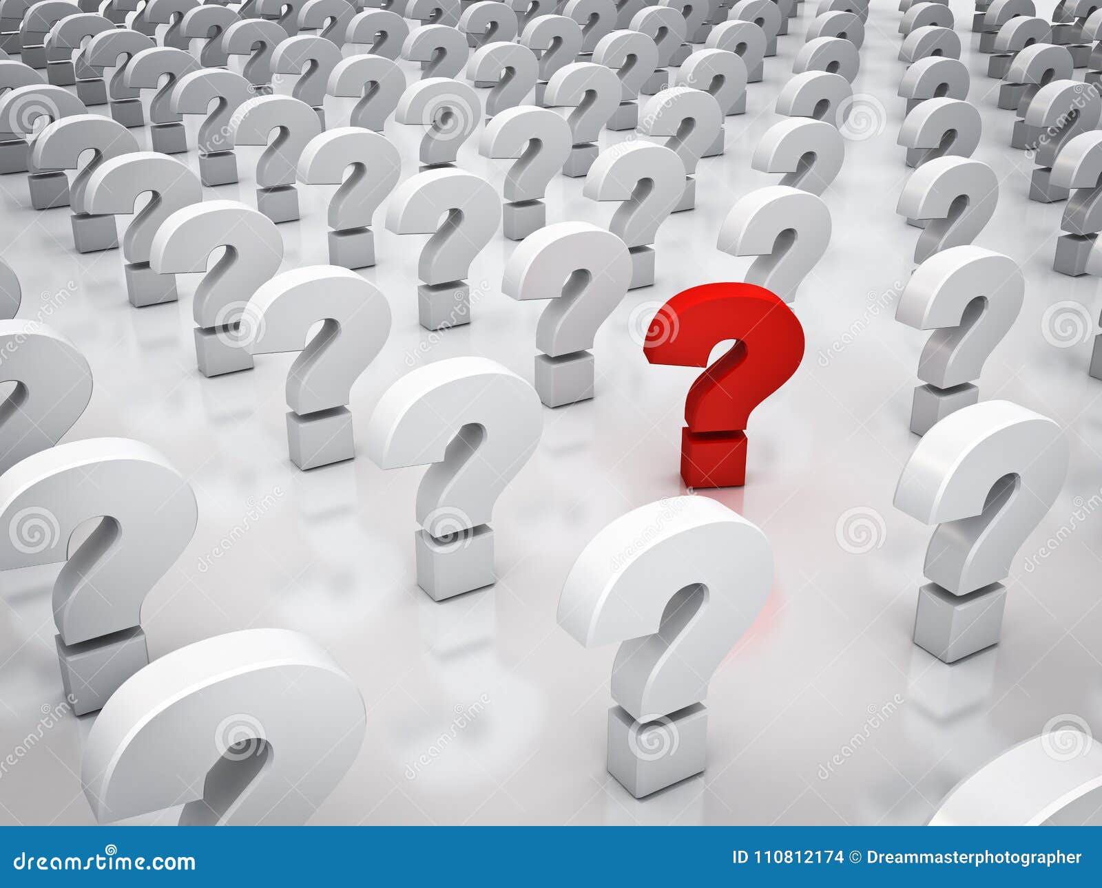 One Red Question Mark among White Question Marks Different Concept ...