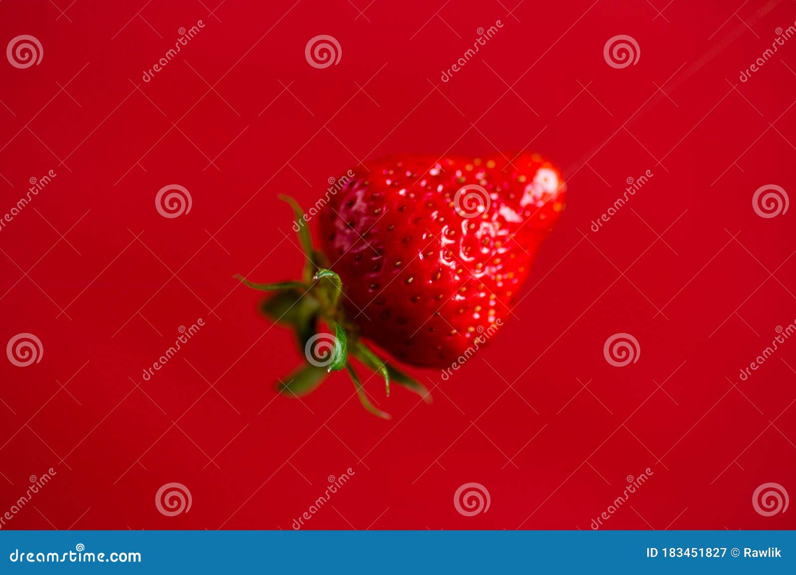 One Red Ripe Strawberry on a Red Background Stock Image - Image of ...