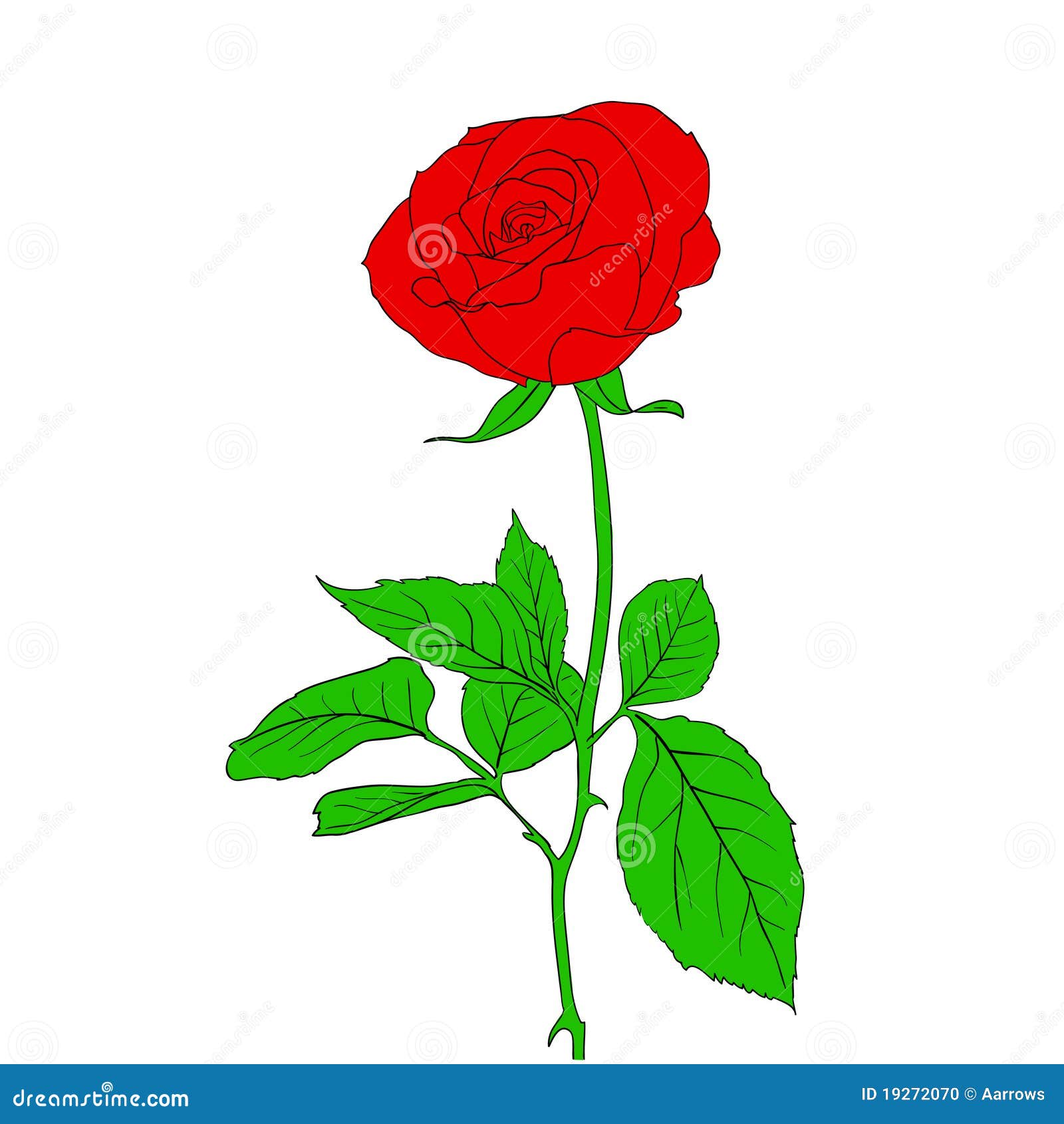 One Red Rose in Hand Drawn Style Stock Vector - Illustration of pattern ...
