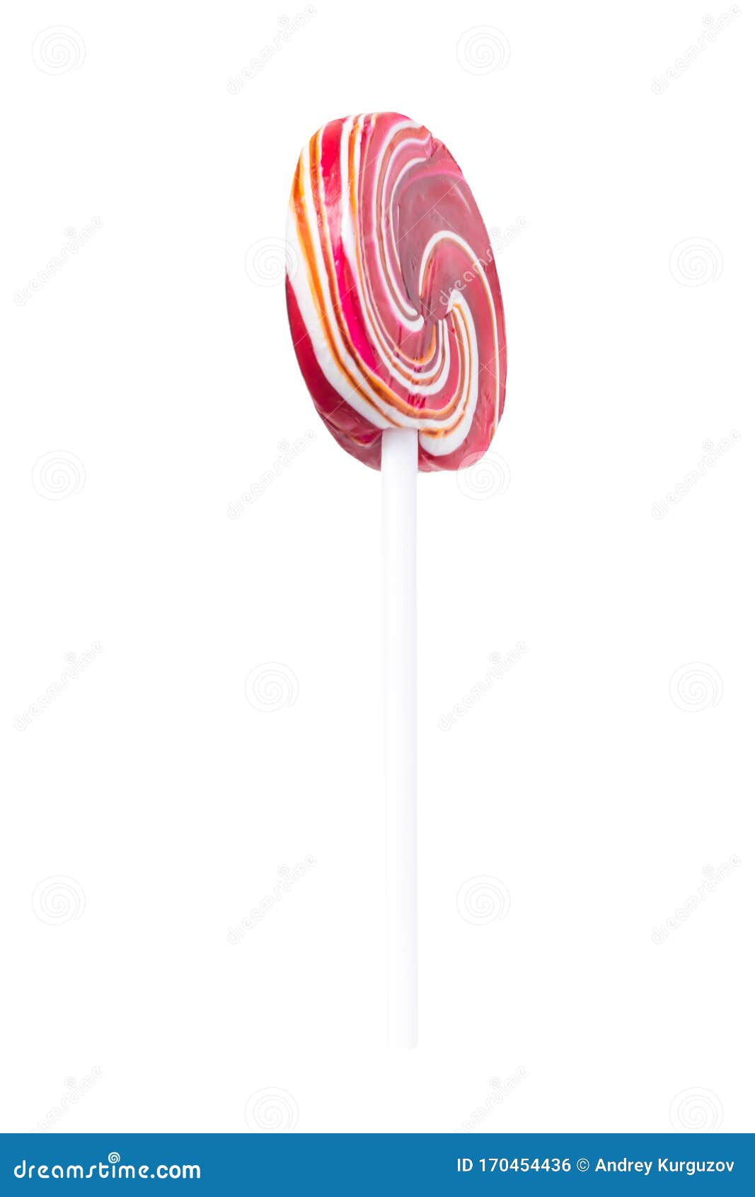 One Red Round Caramel Candy Isolated on a White Background, Side View ...