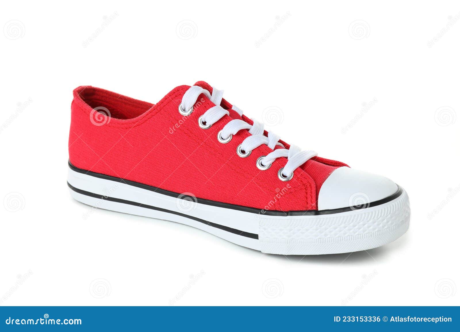 One Red Sneaker Isolated on White Background Stock Photo - Image of ...