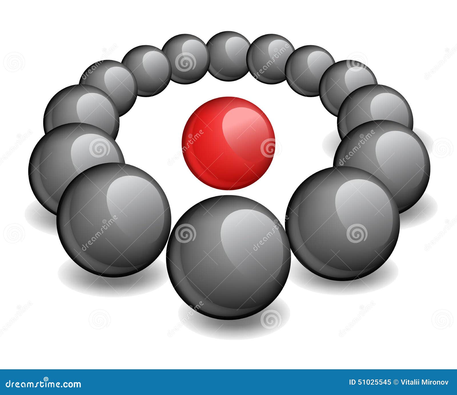 One Red Sphere is Surrounded Black Stock Vector - Illustration of ...