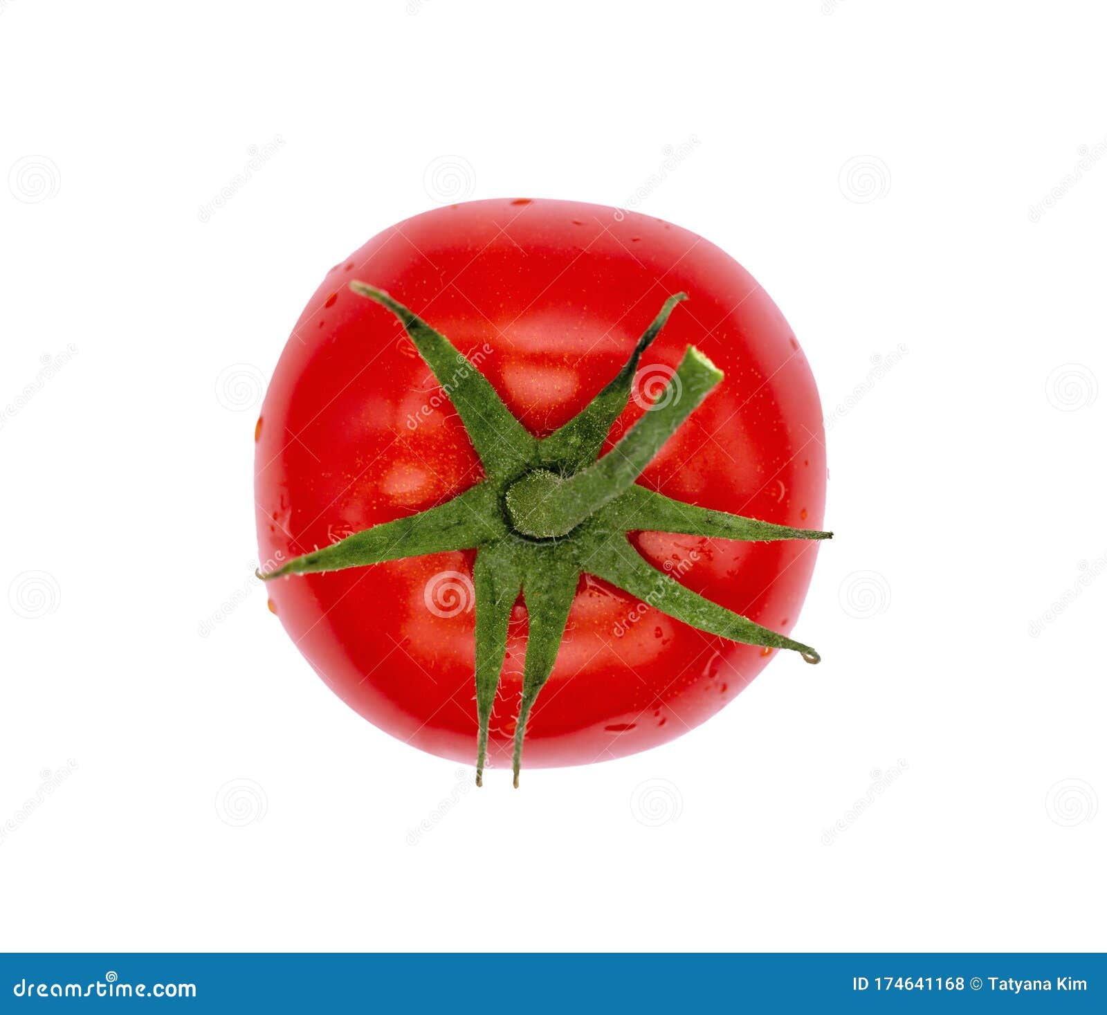 One Red Tomato with Green Leaves, Isolated on a White Background Stock ...