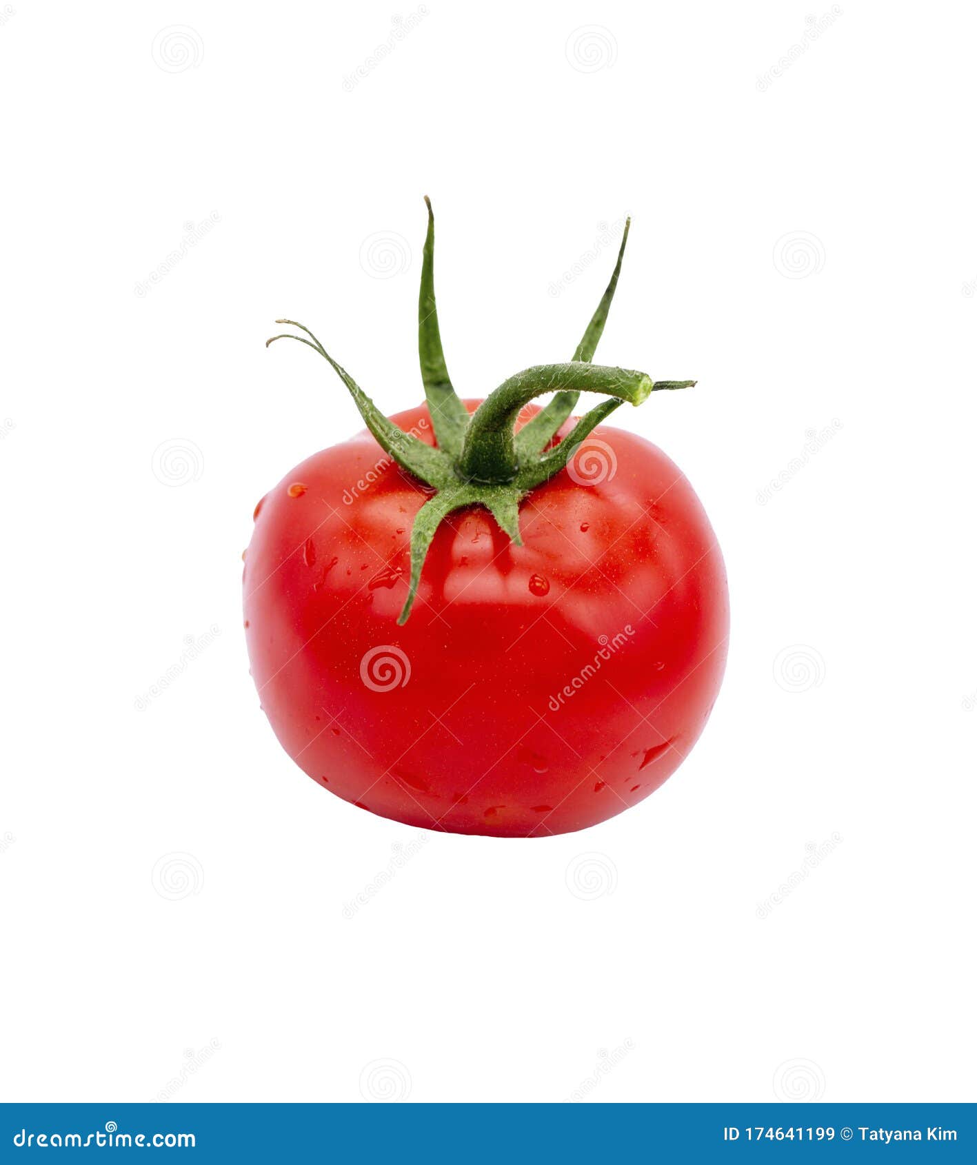 One Red Tomato with Green Leaves, Isolated on a White Background Stock ...