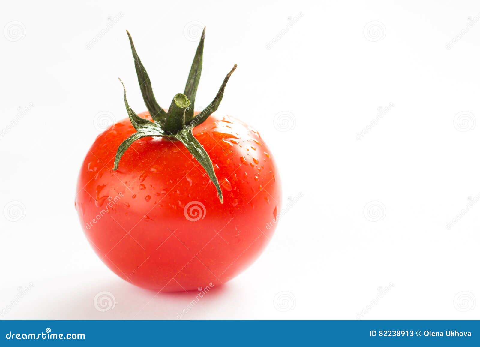 One Red Tomato on White Background Stock Image - Image of green ...