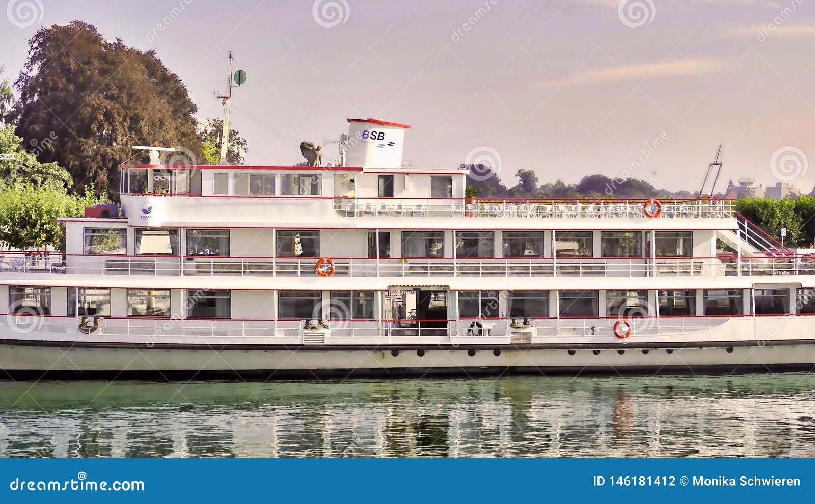 Passenger Ship on the Lake Constance BSB at the Jetty without Guests ...