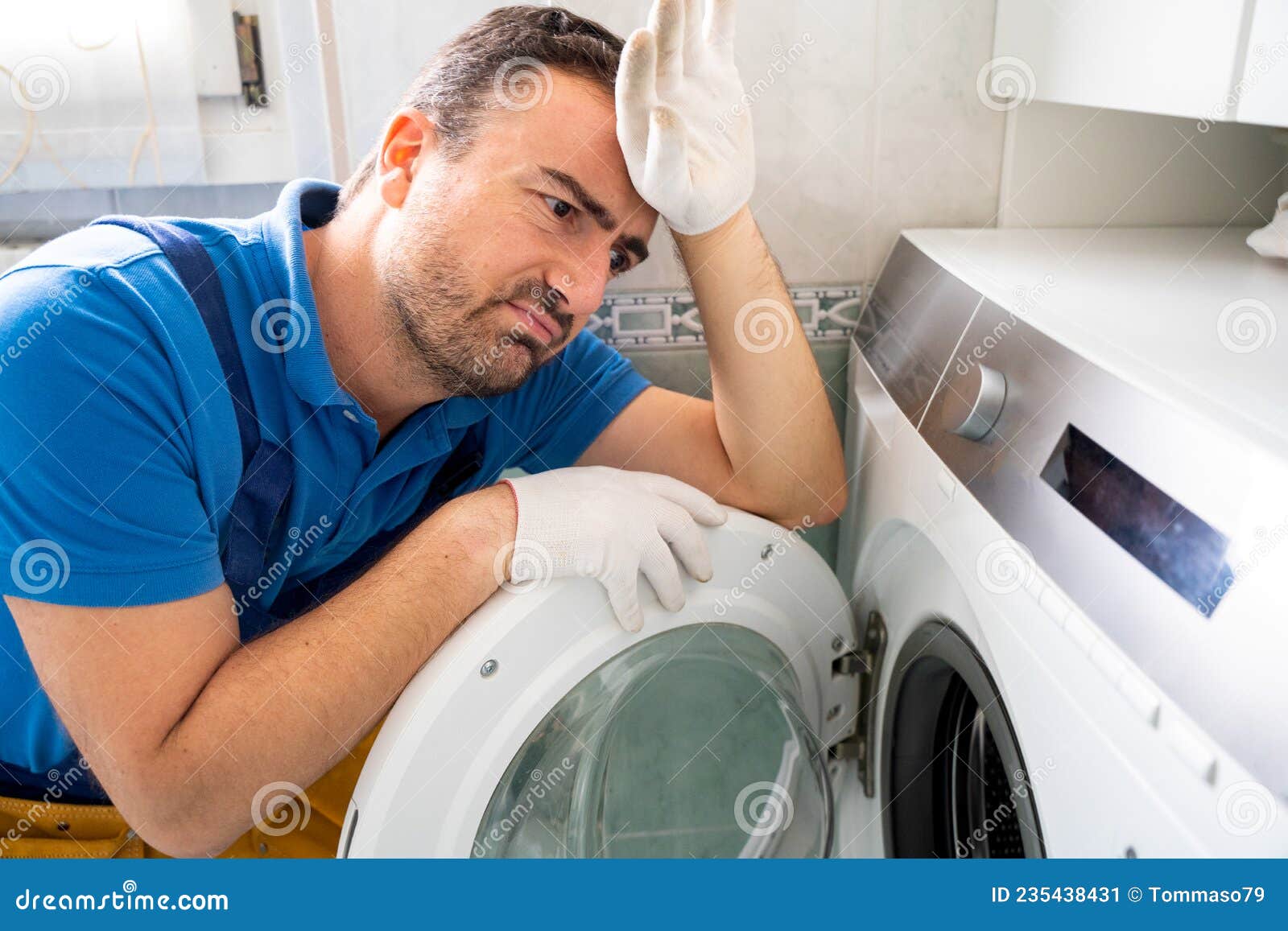 One Repairman Fixing Malfunctioning Kitchen Oven Problem Stock Image ...