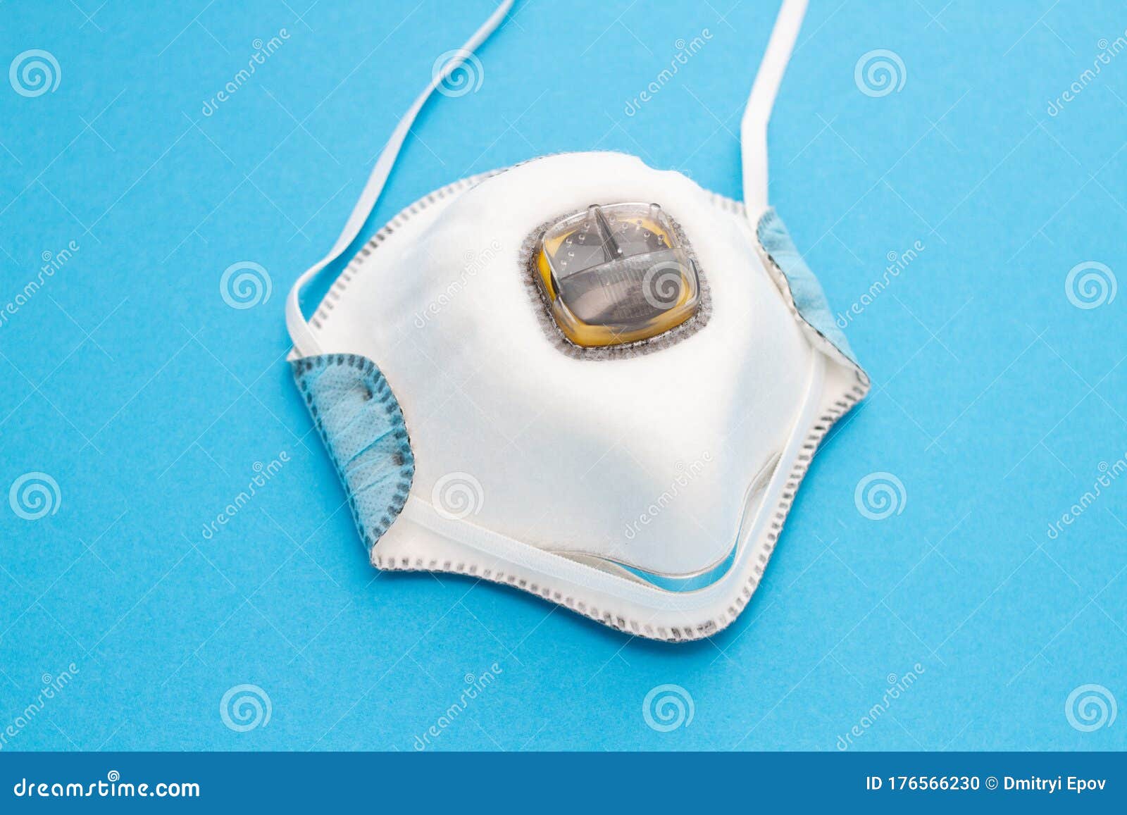 One Respirator for Personal Protection on a Blue Background Stock Photo ...