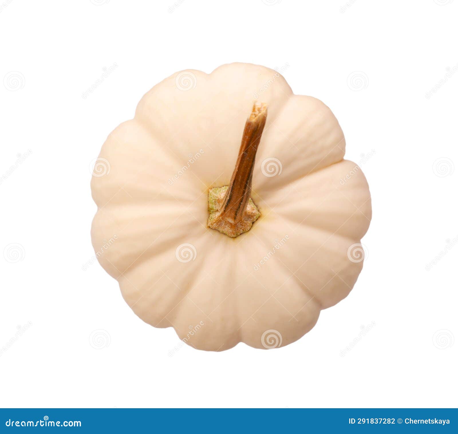 One Ripe Beige Pumpkin Isolated on White, Top View Stock Photo - Image ...