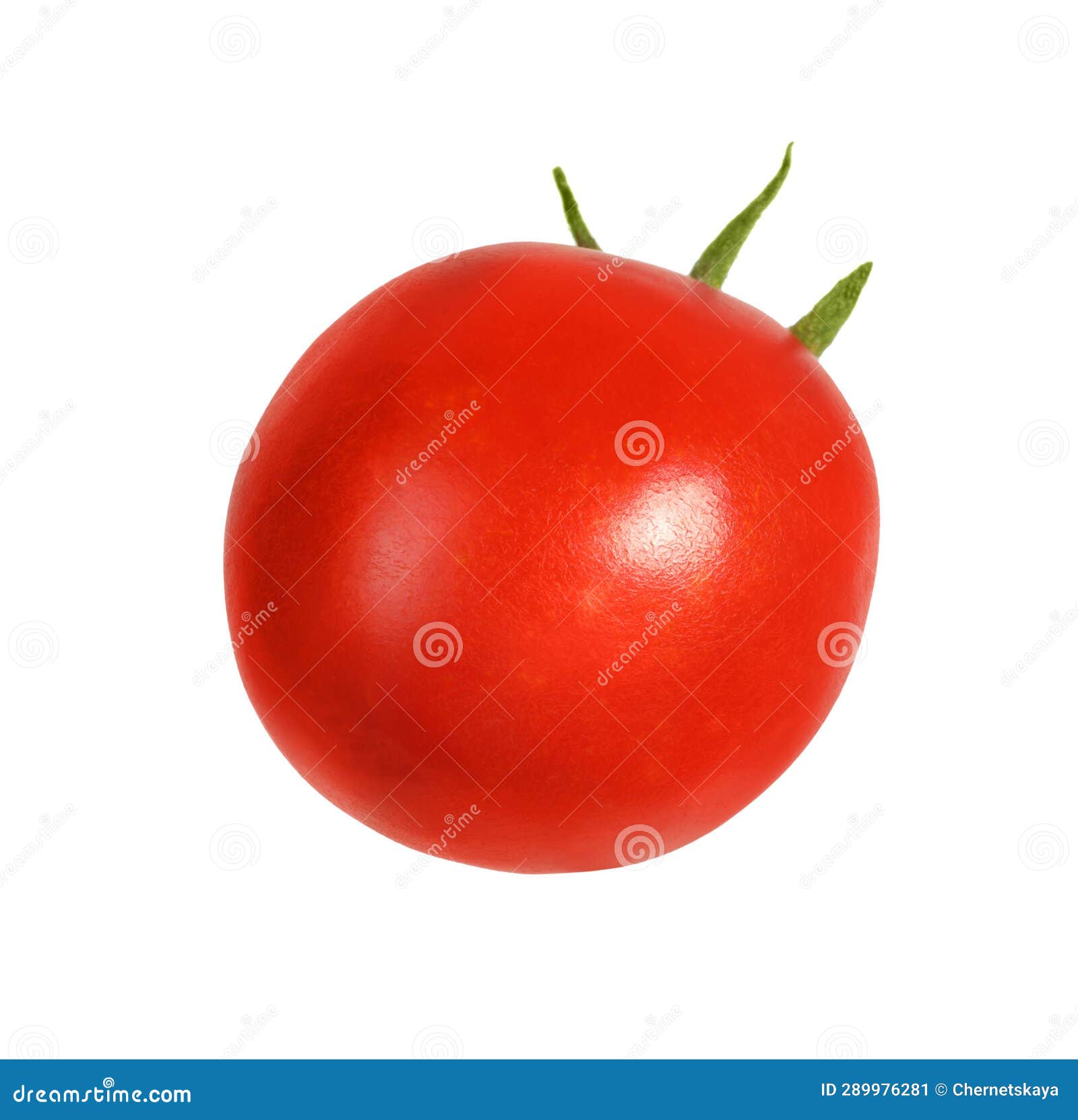 One Ripe Cherry Tomato Isolated on White Stock Image - Image of green ...