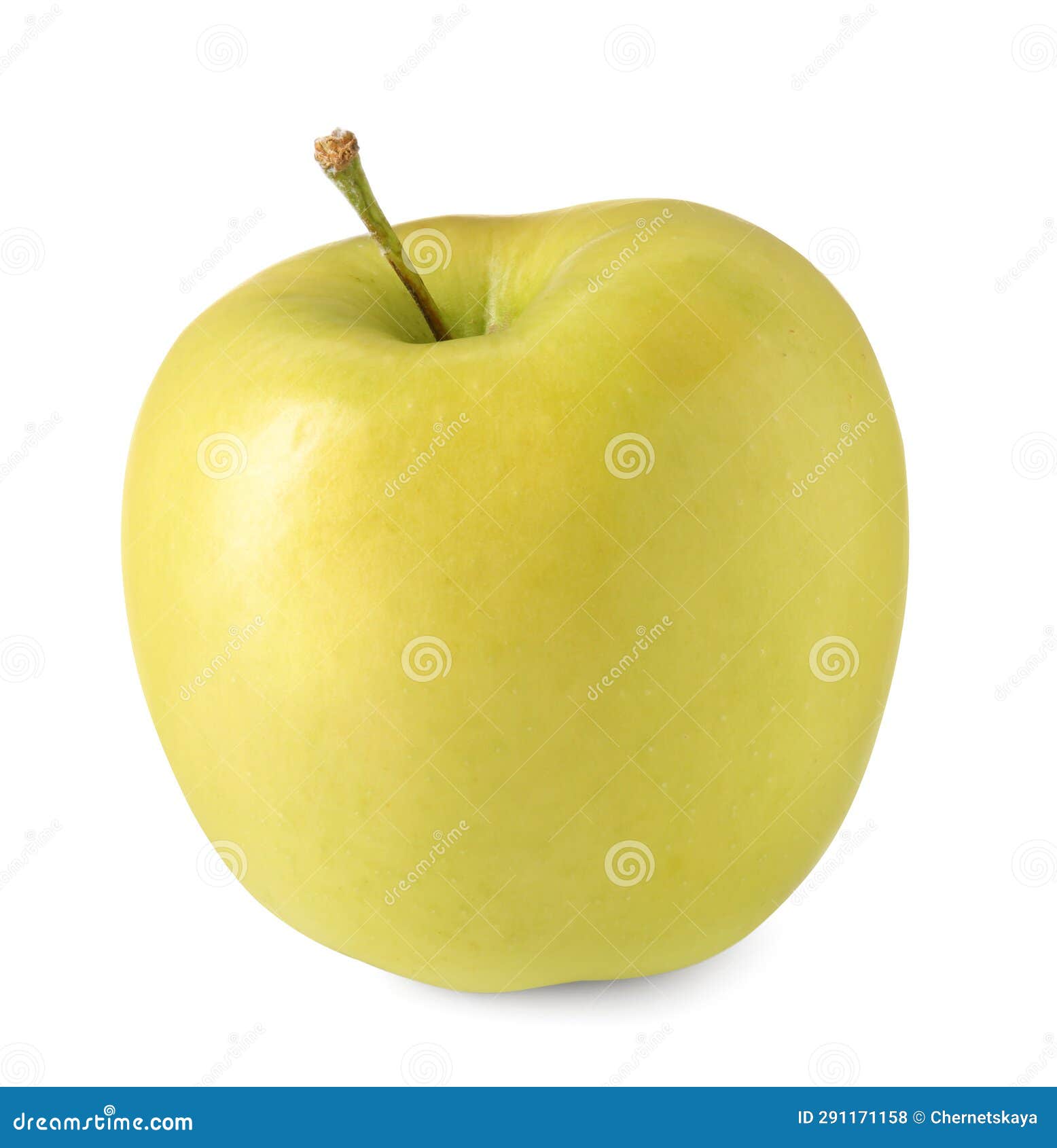 One Ripe Green Apple Isolated on White Stock Photo - Image of ...