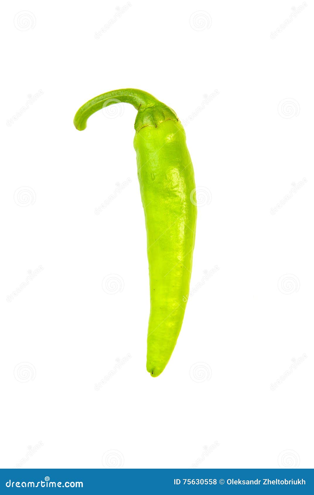 One Ripe Green Chilli Peppers on White Stock Photo - Image of spice ...