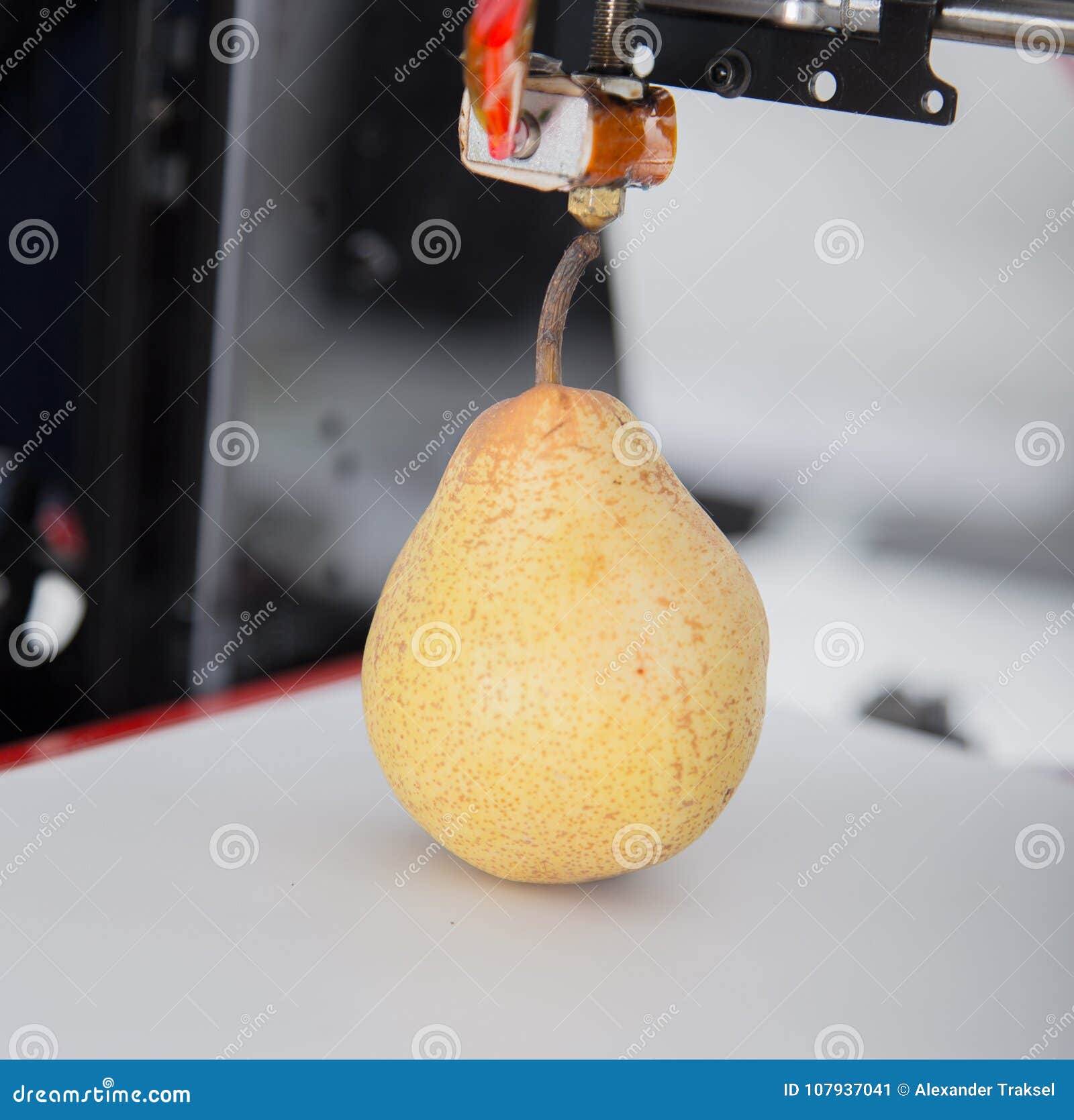 One Ripe Juicy Pear. 3d Printer Working of the Device during the ...