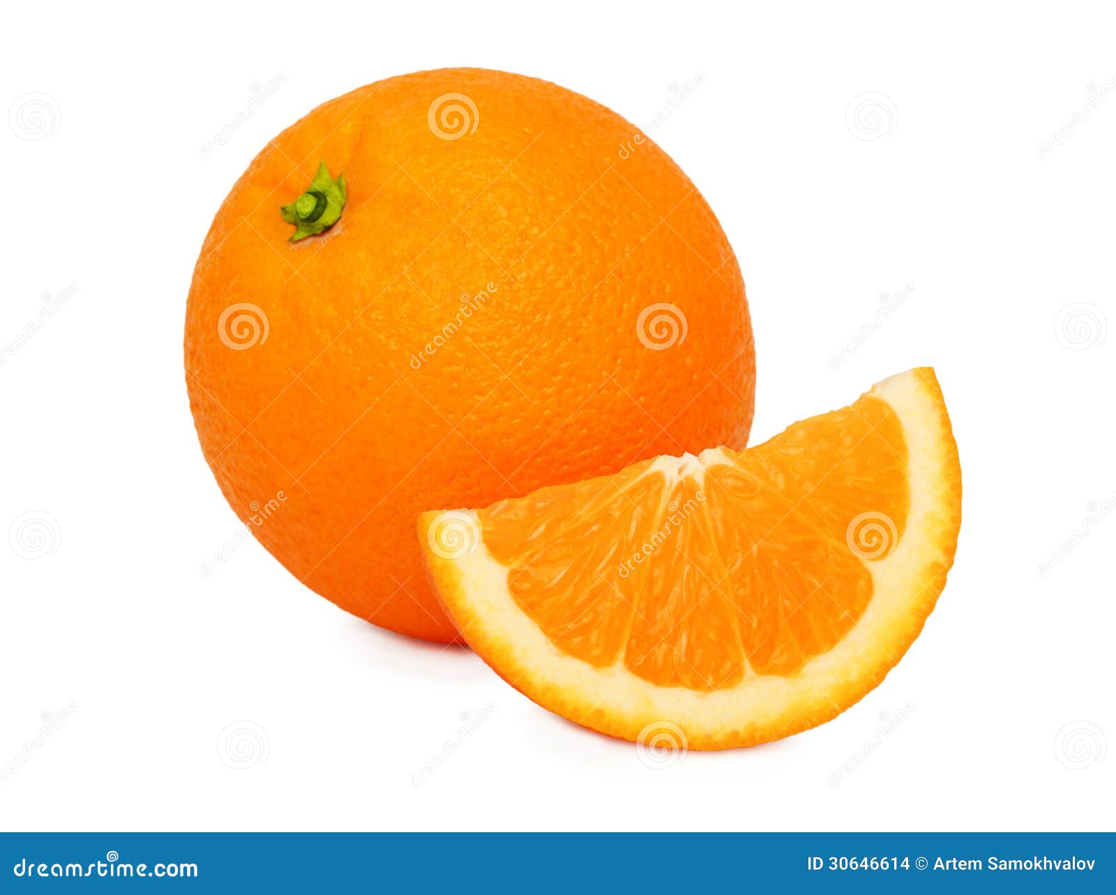 One Ripe Orange and Slice () Stock Photo - Image of slice, closeup ...