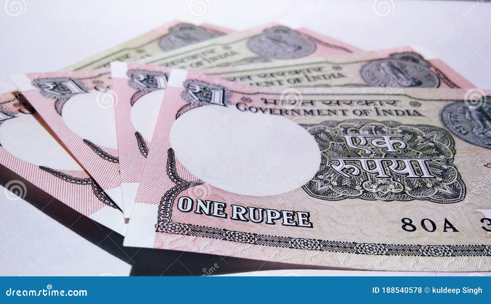 One Rupee Notes Indian Currency. Stock Photo - Image of cash, document ...