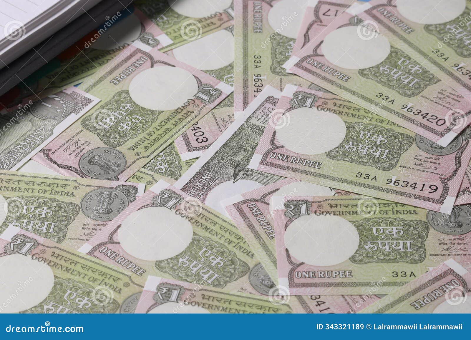 Old One Rupee Notes Combined On The Table, India Money On The Rotating ...