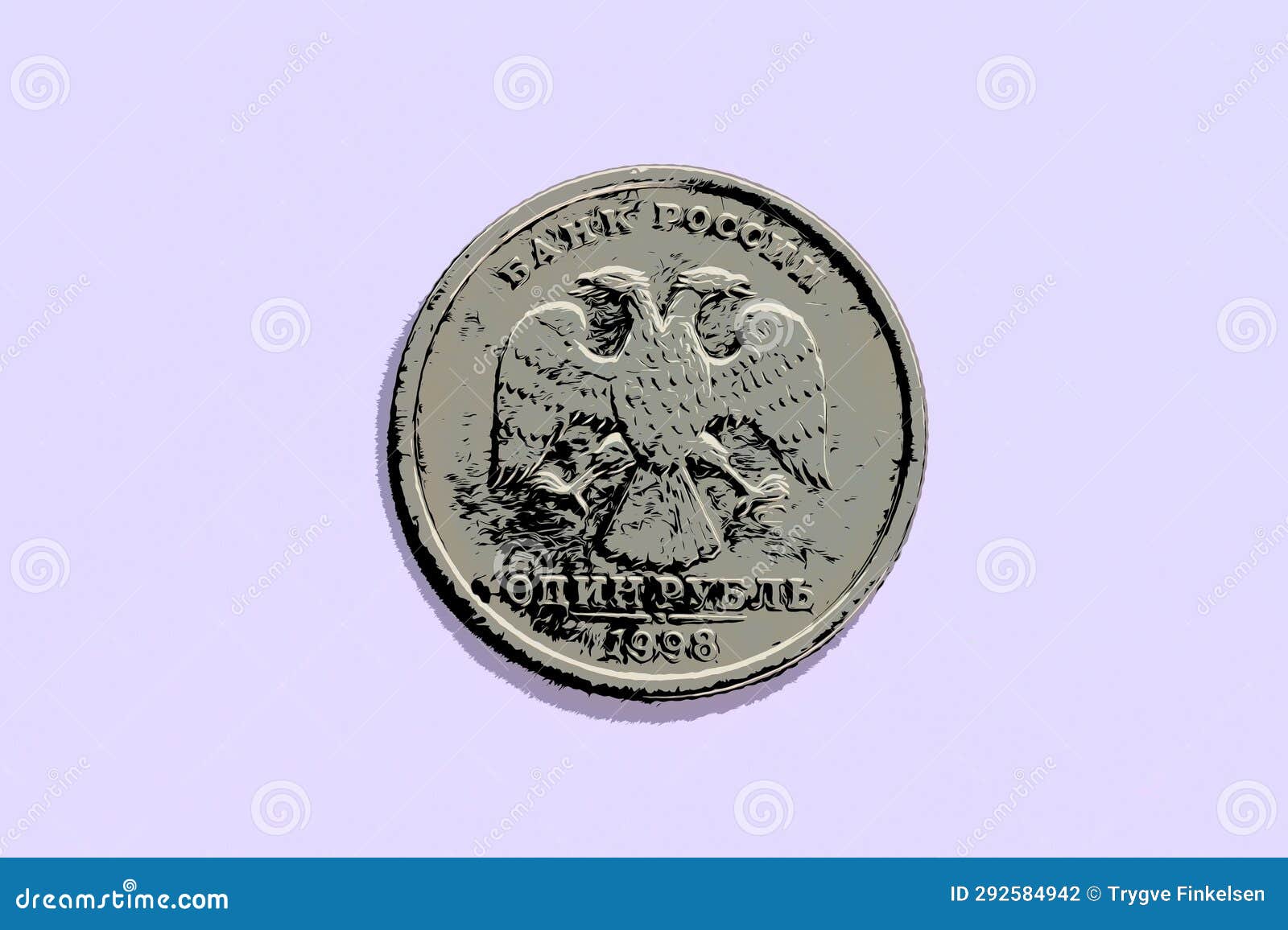 One Russian Ruble Coin on Purple Background.. Stock Photo - Image of ...