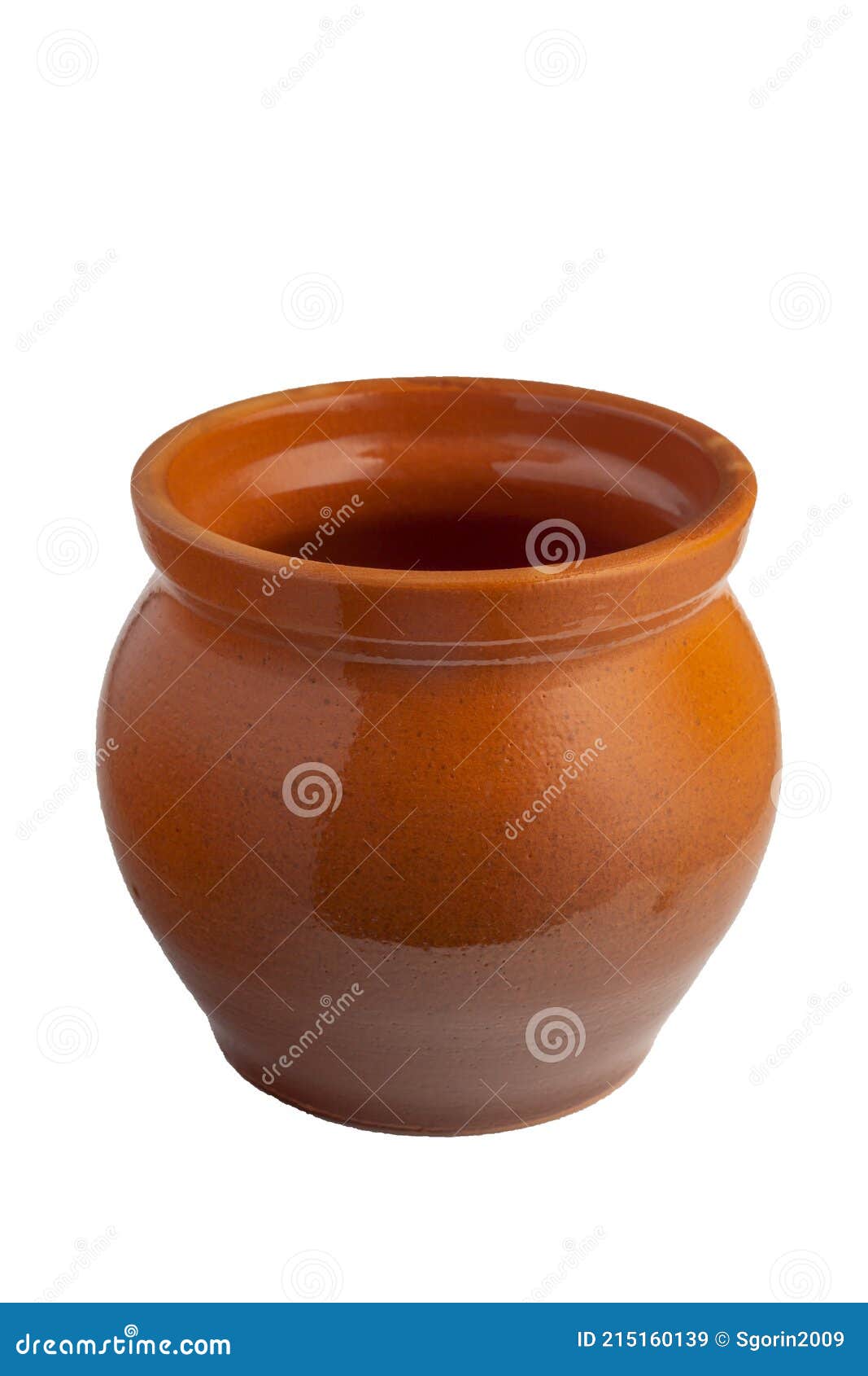 One Rustic Traditional Clay Pot, Isolated Stock Image - Image of rough ...