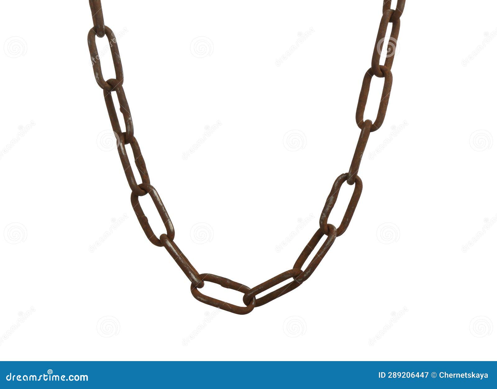 One Rusty Metal Chain Isolated on White Stock Image - Image of ...