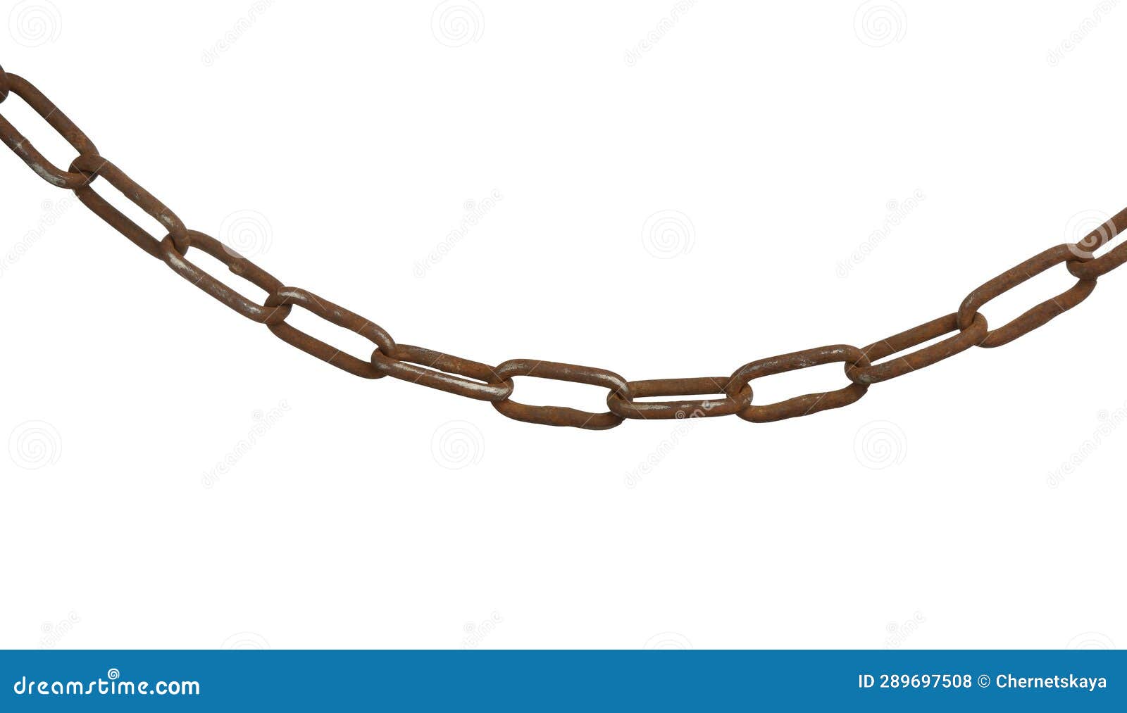 One Rusty Metal Chain Isolated on White Stock Photo - Image of straight ...