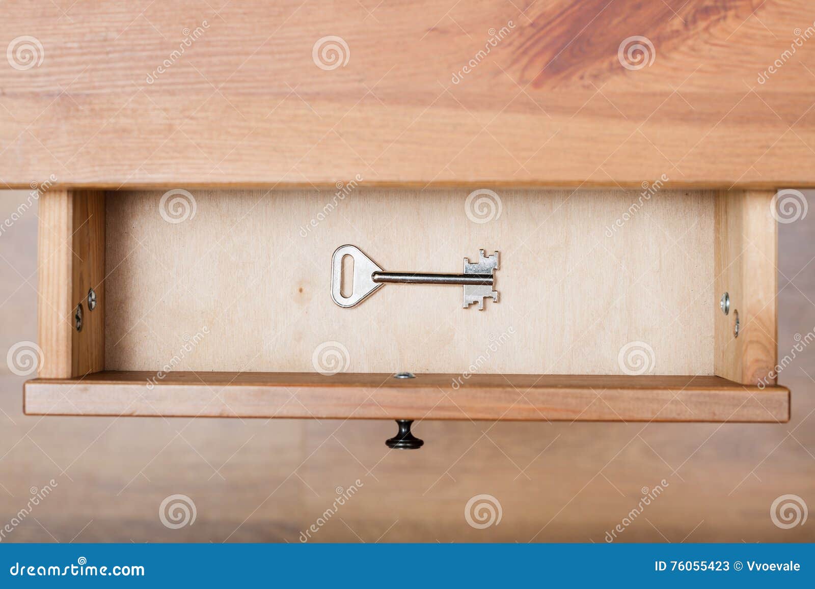 One Safe Key in Open Drawer Stock Image - Image of desk, cabinet: 76055423