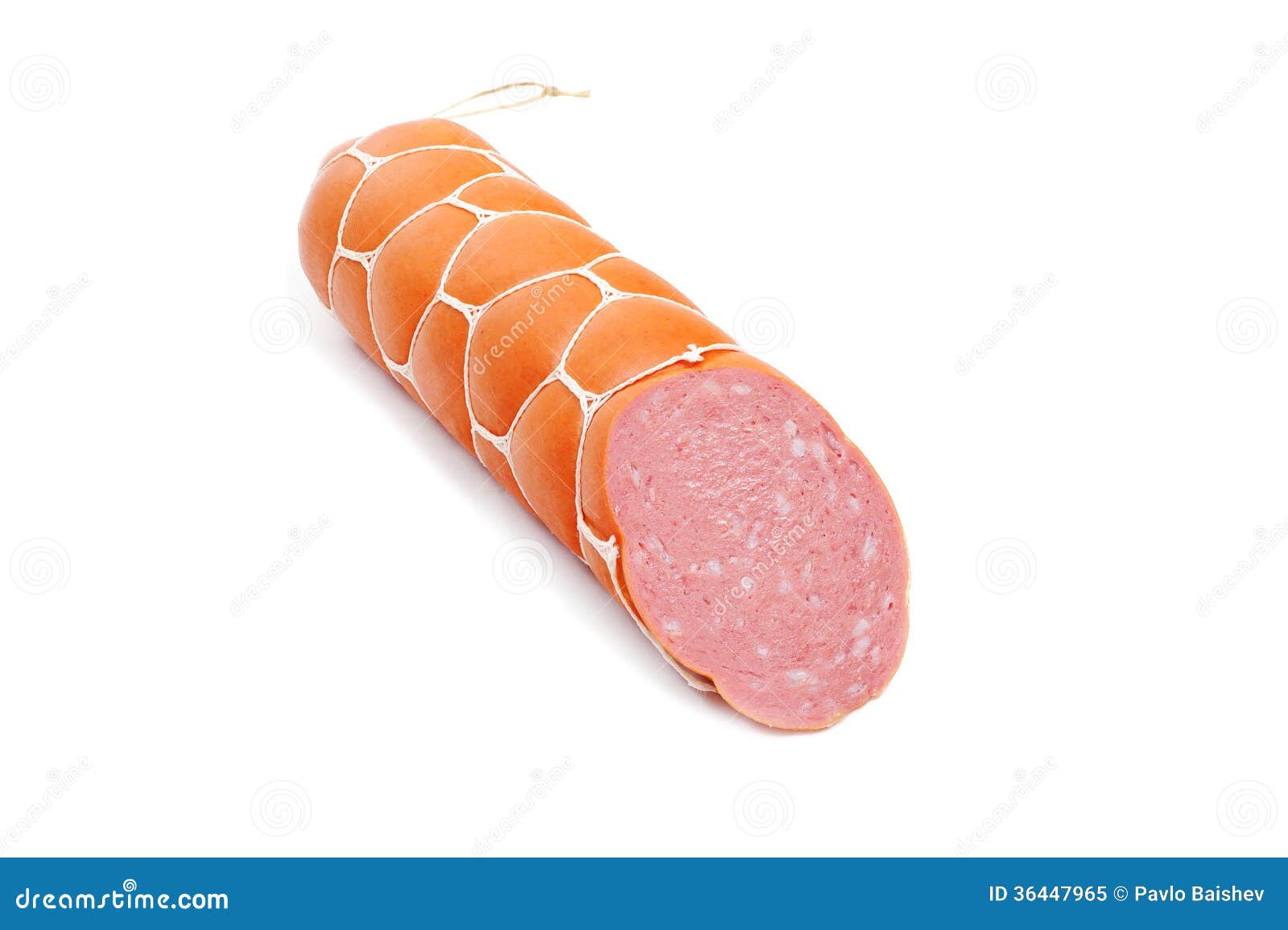One Salami in the Grid on White Background Stock Image - Image of food ...