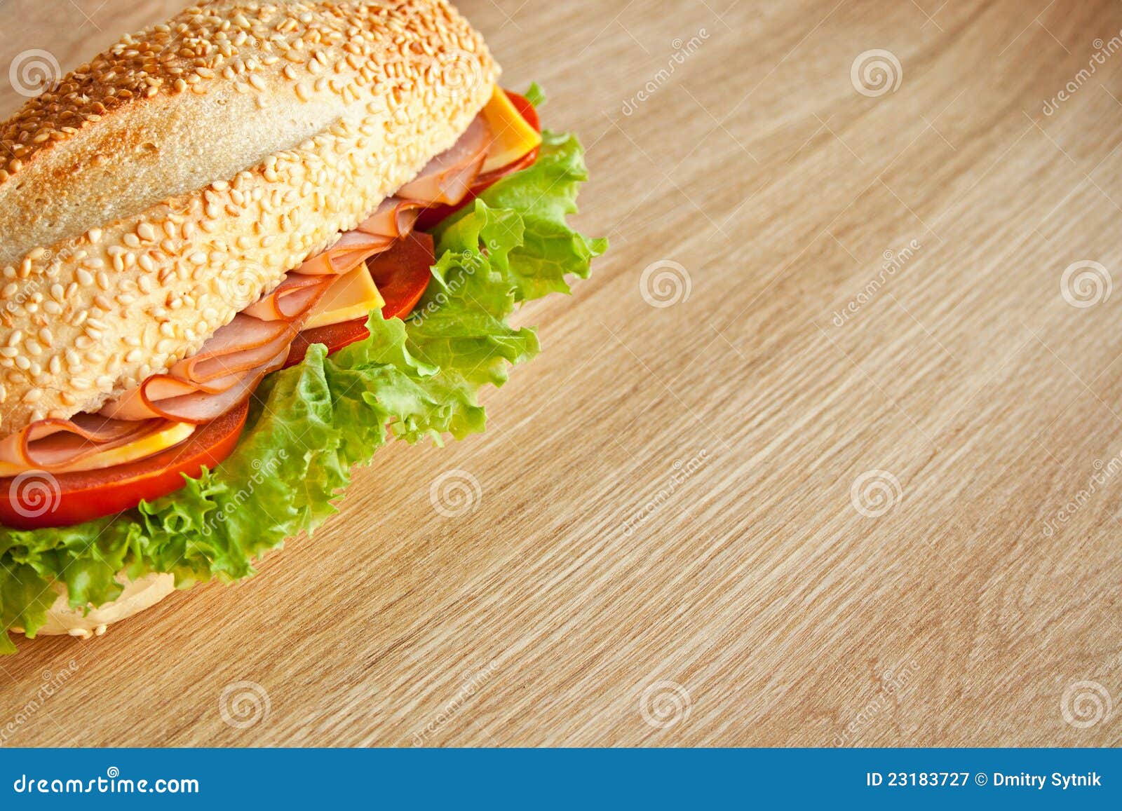 One sandwich with ham stock image. Image of food, crop - 23183727