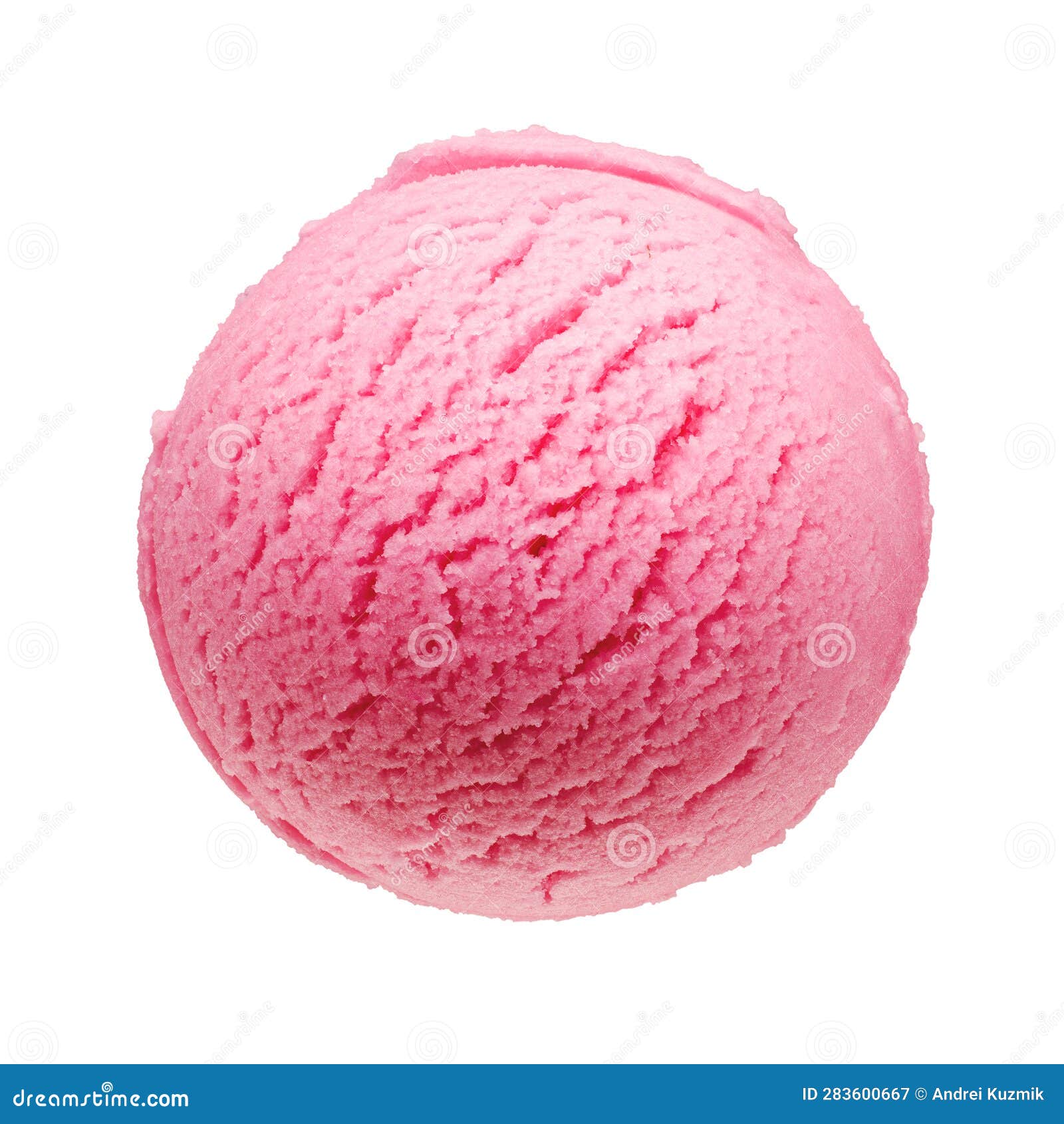 One Scoop of Pink Ice Cream Isolated on White. Top View Stock Image ...