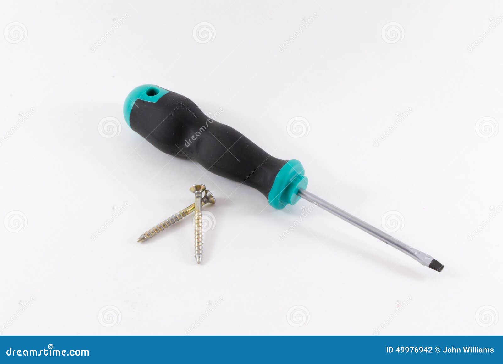 One Screwdriver and Screws stock photo. Image of white - 49976942