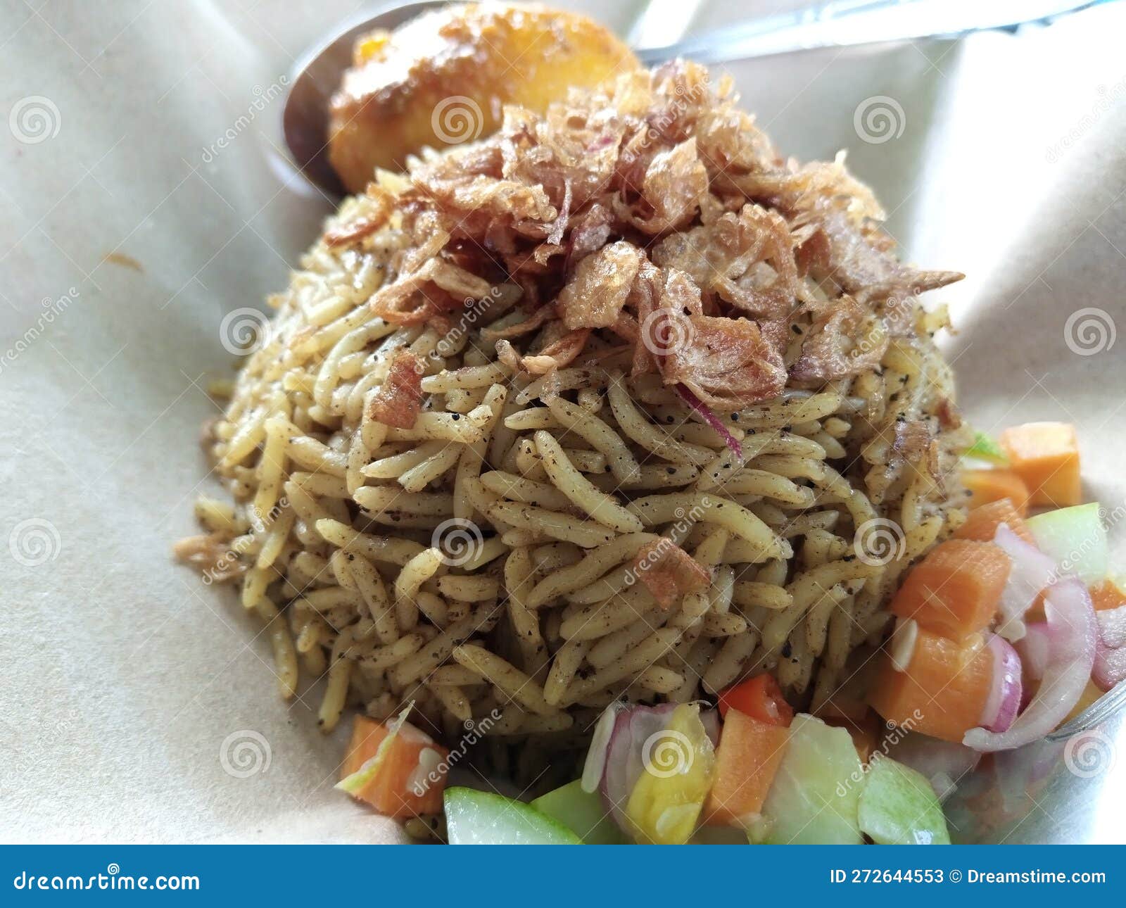 One Serving of Kebuli Rice with Egg Topping Stock Image - Image of soup ...