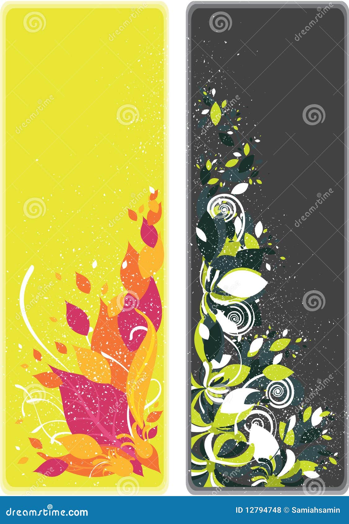 One Set of Two Floral Bookmarks and Banners Stock Vector - Illustration ...