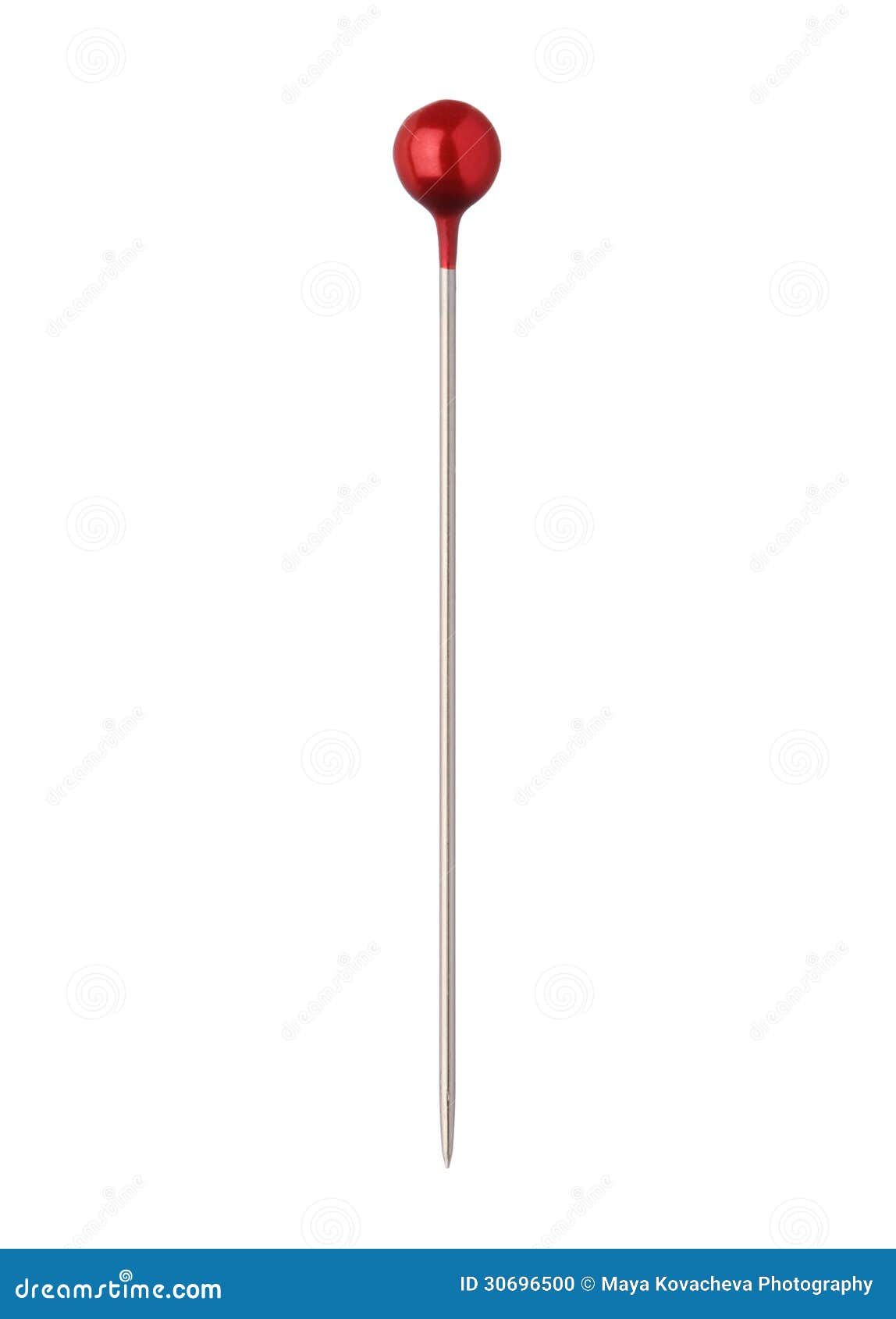 One Sewing Push Pin Isolated on White Background Stock Photo - Image of ...