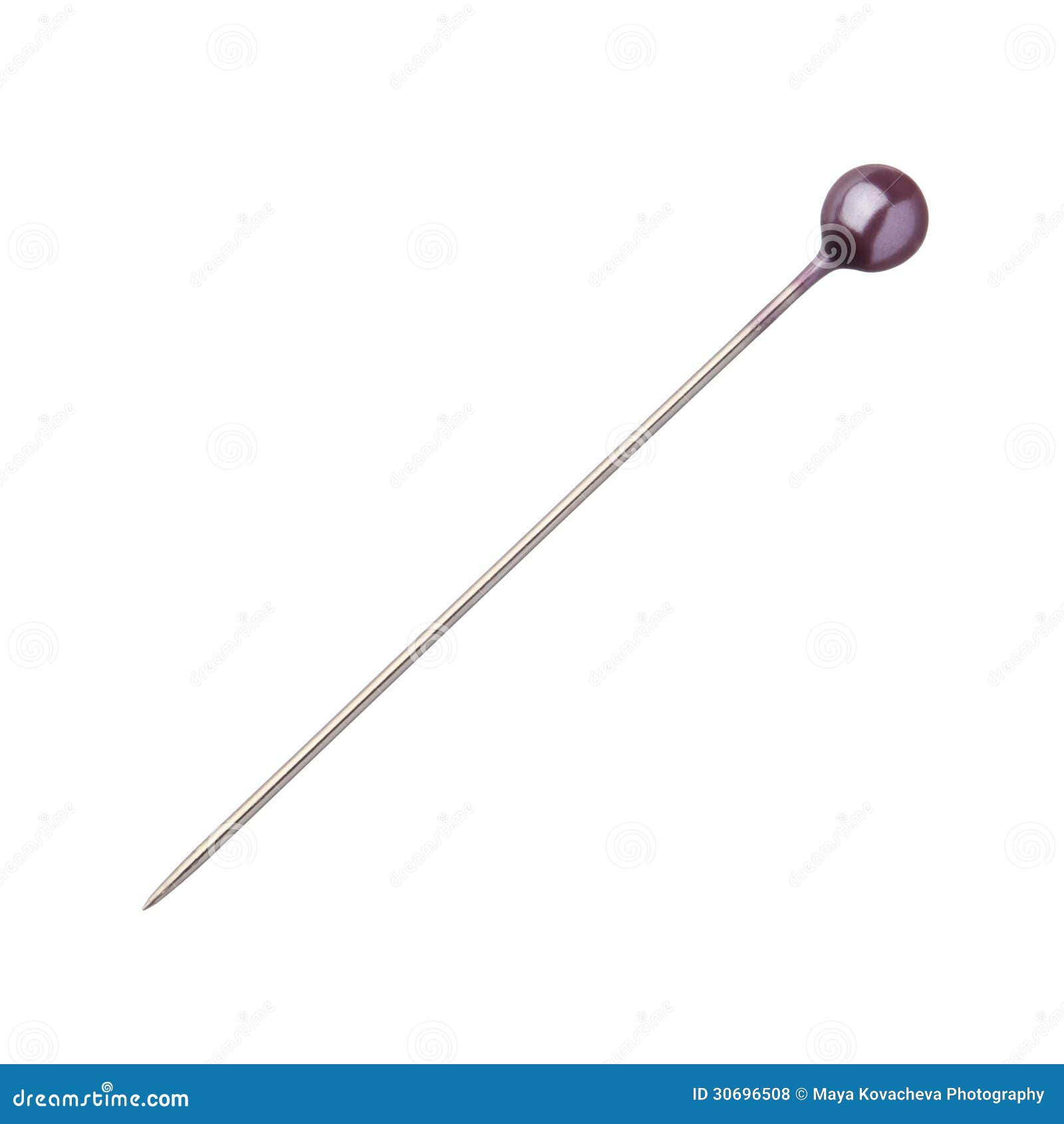 One Sewing Push Pin Isolated on White Background Stock Photo - Image of ...
