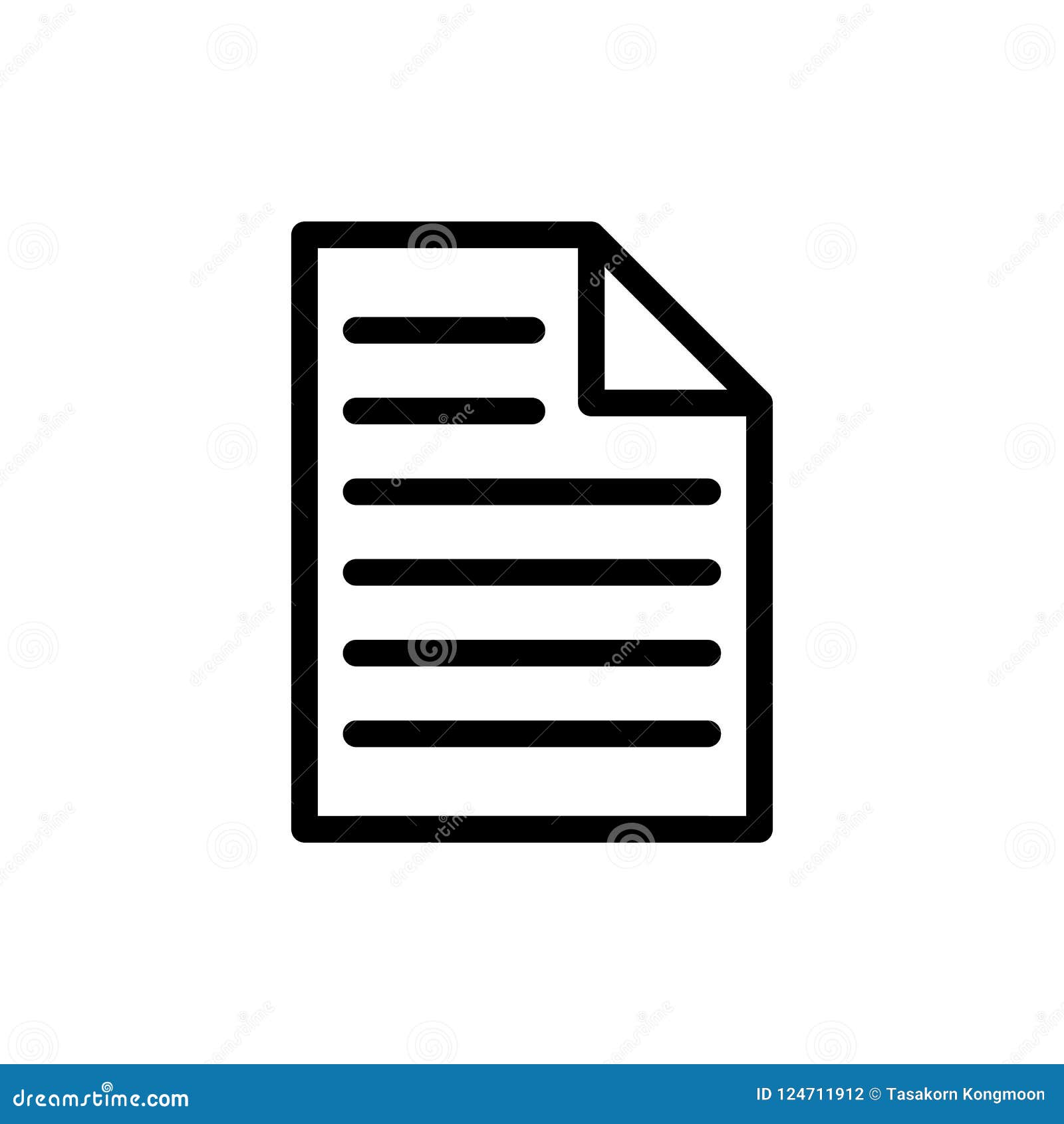 One Sheet of Document Icon for Pattern and Design, Vector Illustr Stock ...