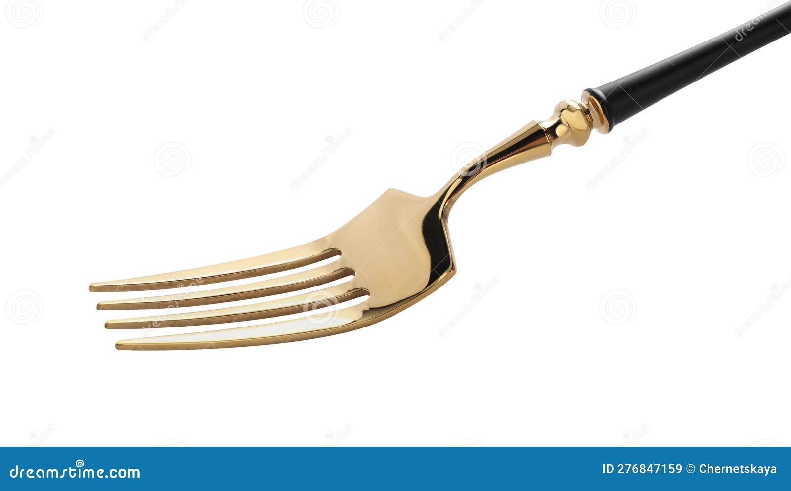 One Shiny Golden Fork Isolated on White Stock Image - Image of serving ...