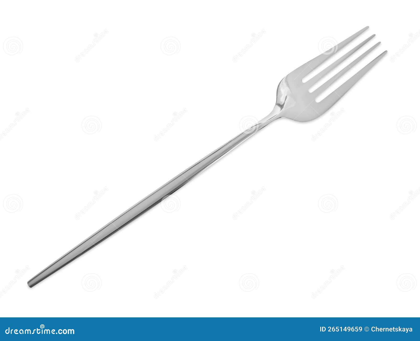 One Shiny Metal Fork Isolated on White, Top View Stock Image - Image of ...
