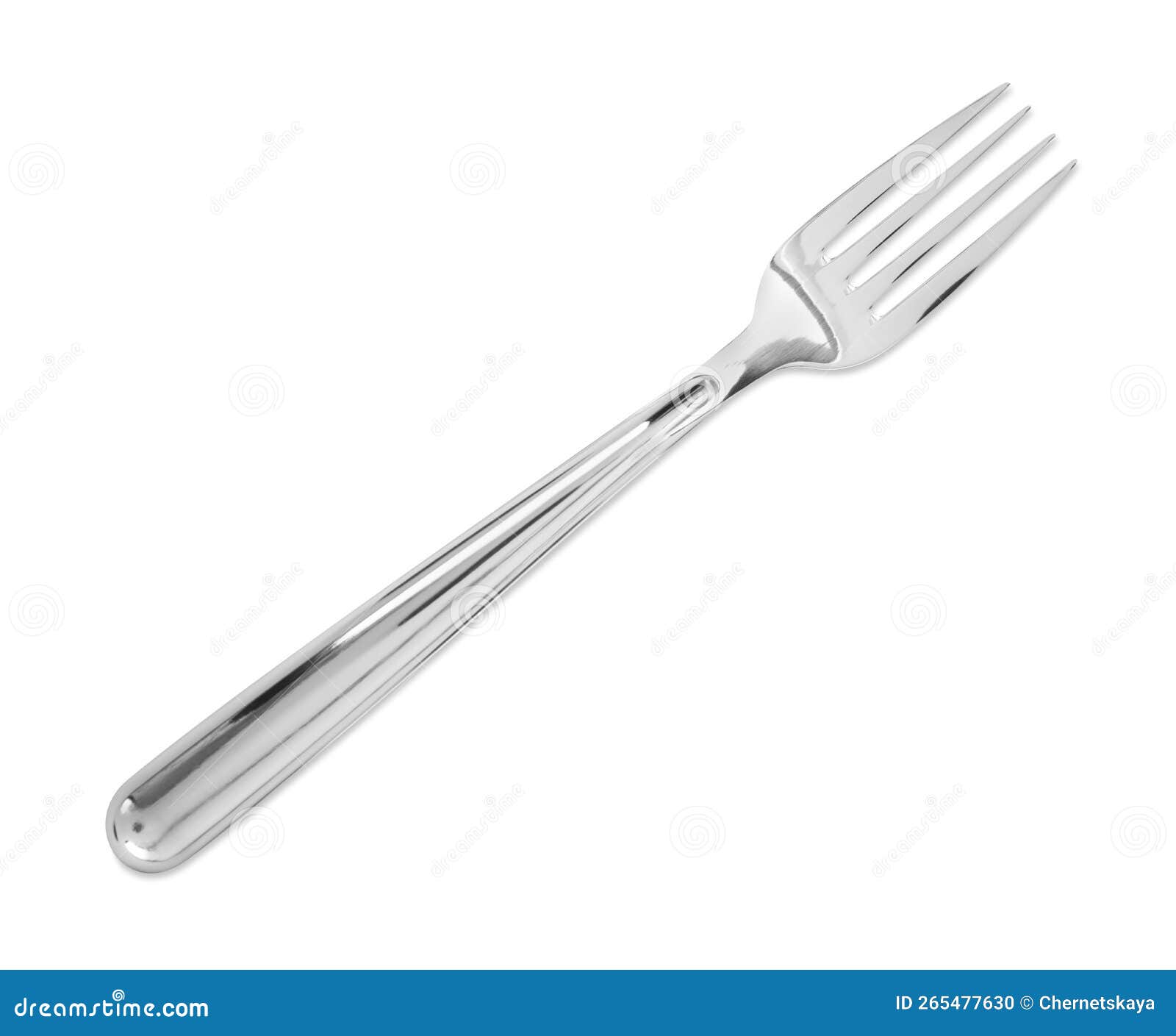 One Shiny Metal Fork Isolated on White, Top View Stock Photo - Image of ...