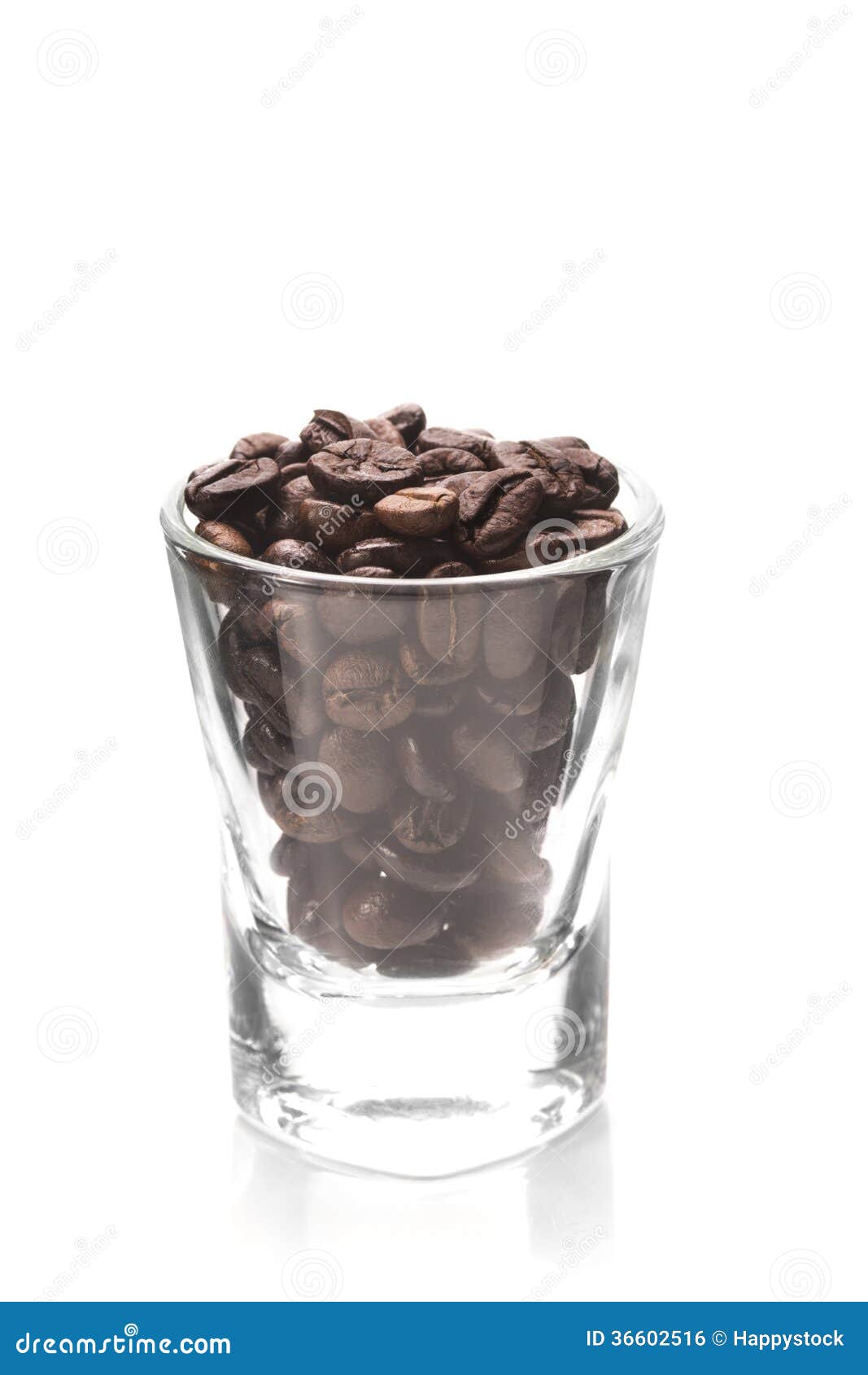 One Shot Coffee Bean in Glass Stock Photo - Image of roasted, black ...