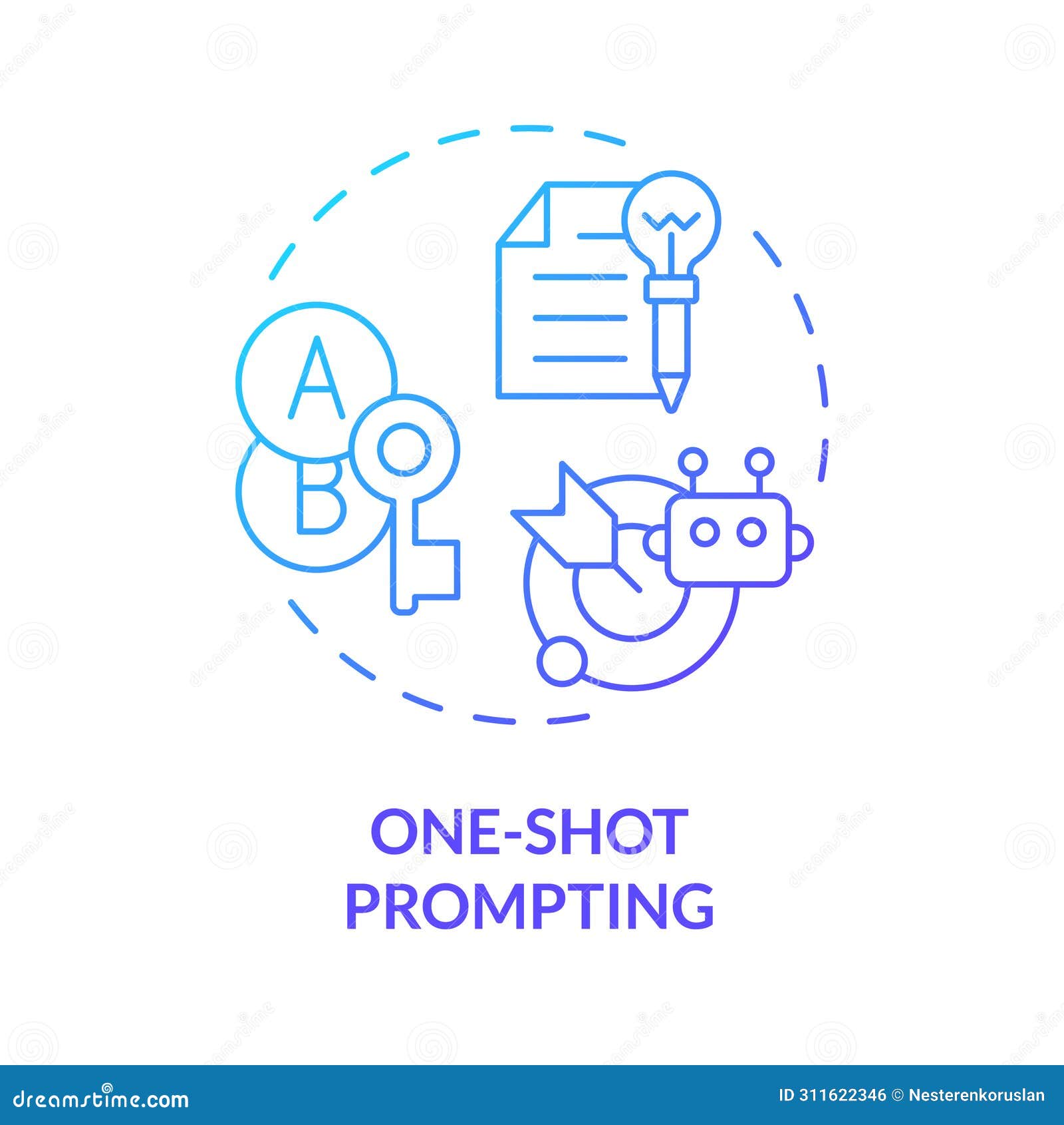 One Shot Prompting Soft Blue Concept Icon Vector Illustration ... One Shot Prompting Soft Blue Concept Icon Vector Illustration ...