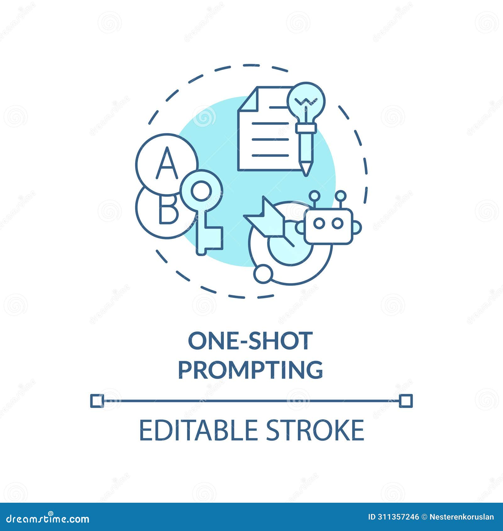 One Shot Prompting Soft Blue Concept Icon Vector Illustration ...