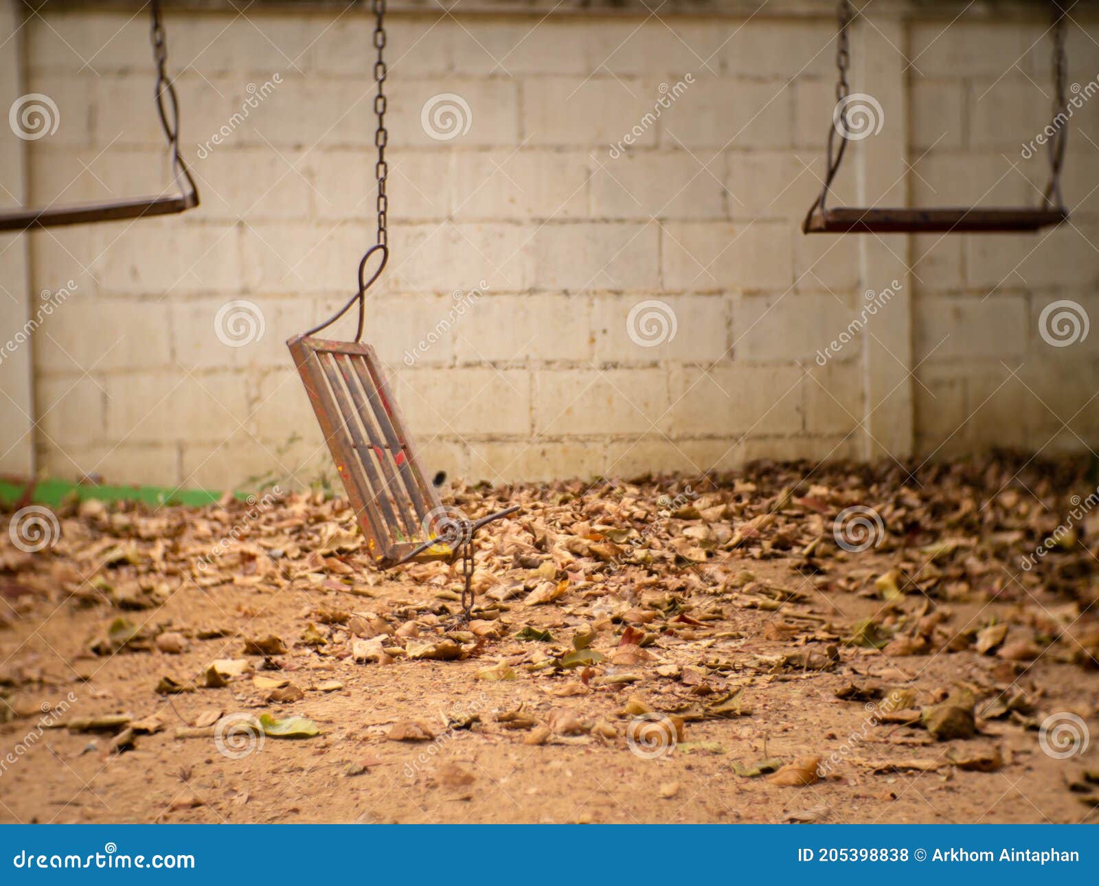 One Side of the Broken Iron Swing Stock Photo - Image of dull, accident ...
