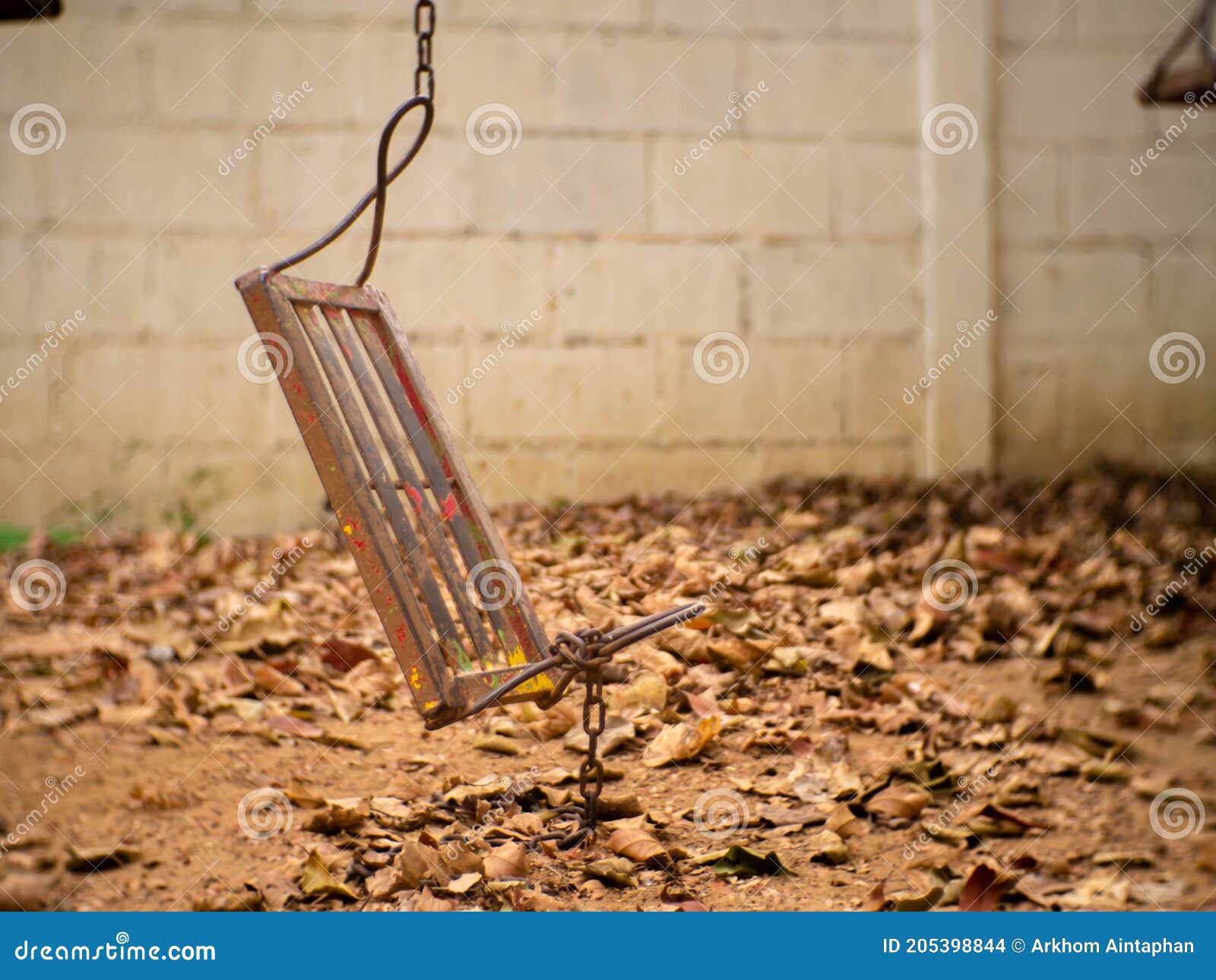 One Side of the Broken Iron Swing Stock Photo - Image of europe, lonely ...
